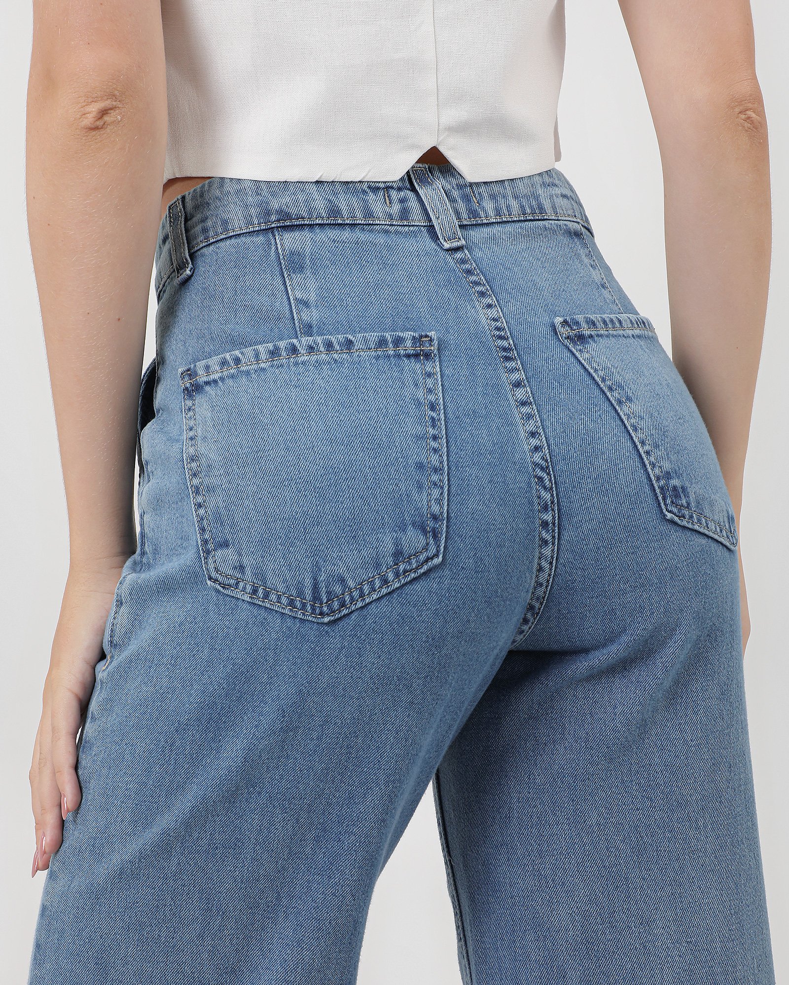 Riachuelo | Calça jeans feminina wide leg cintura alta denim médio