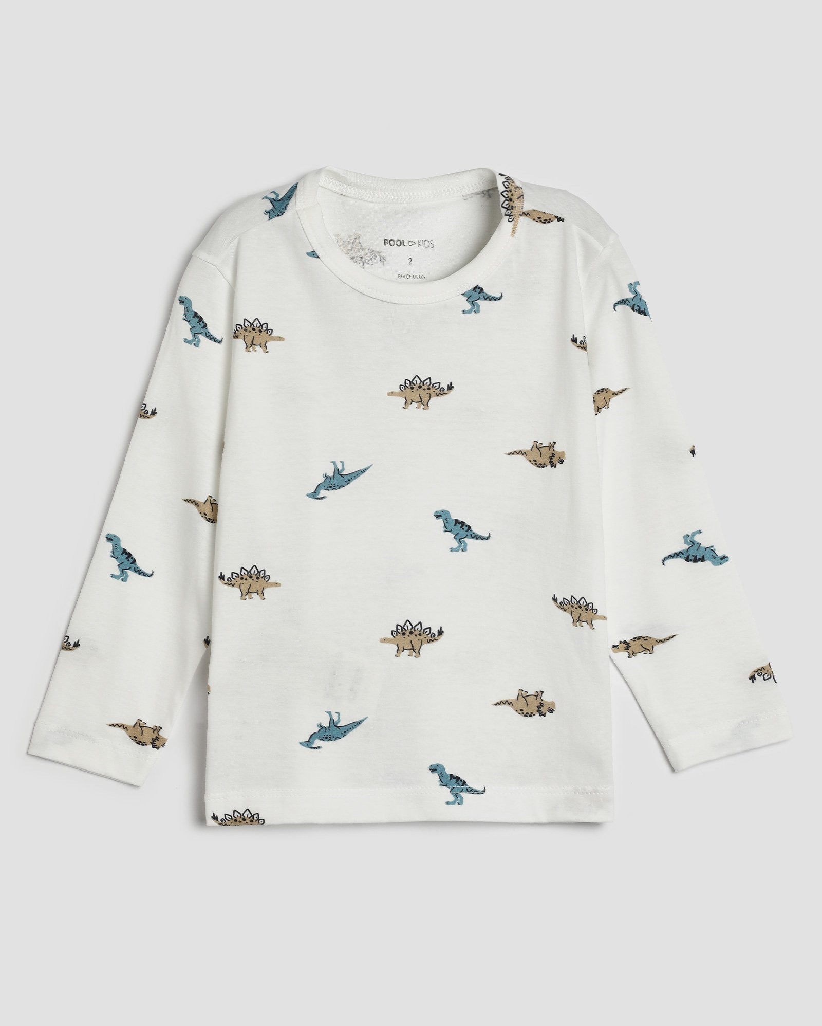 Riachuelo | Camiseta infantil manga longa dinos 1-4A branca | Pool Kids