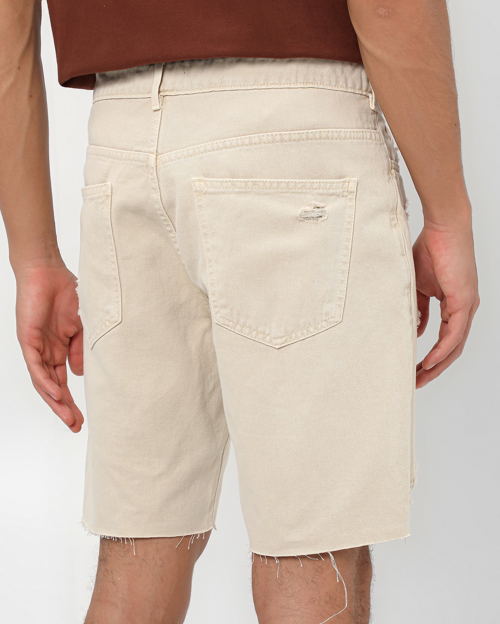 Riachuelo | Bermuda sarja masculina slim destroyed tradicional bege | Pool Jeans