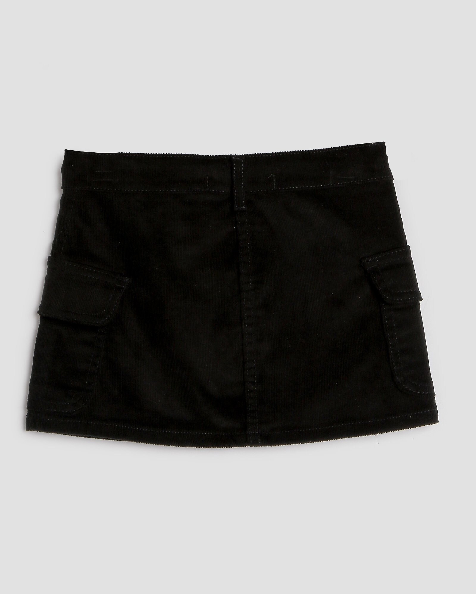 Riachuelo | Mini saia infantil bolso cargo de veludo cotelê 4-10A preta