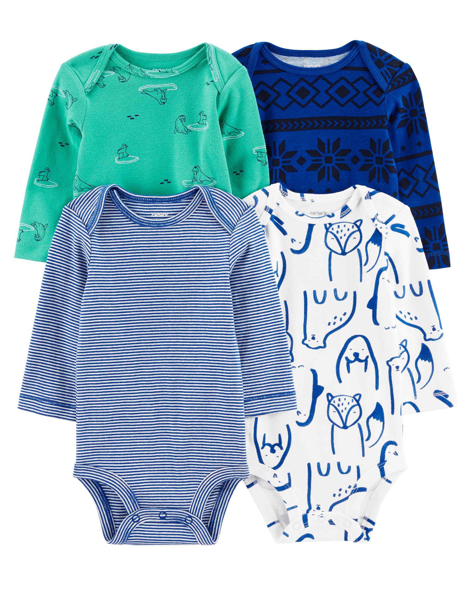 Kit body bebê 4 peças listras e ursos multicor | Carter's | Carter's ...