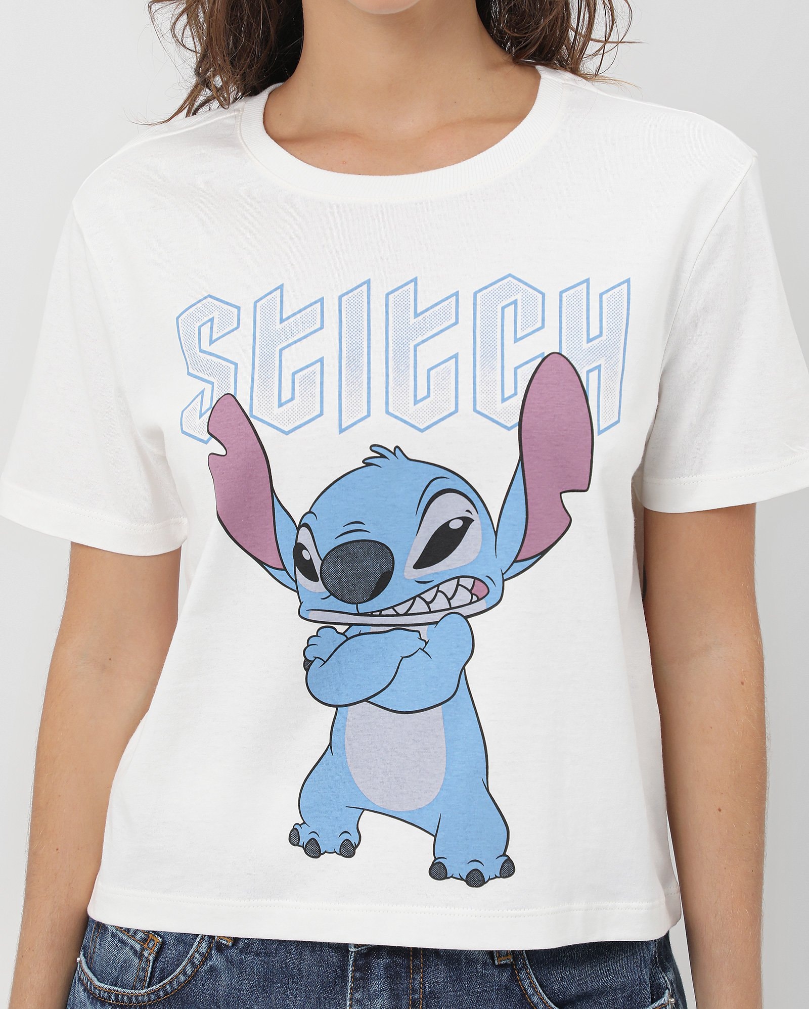 Riachuelo | Camiseta feminina algodão Stitch bravo branco | Disney