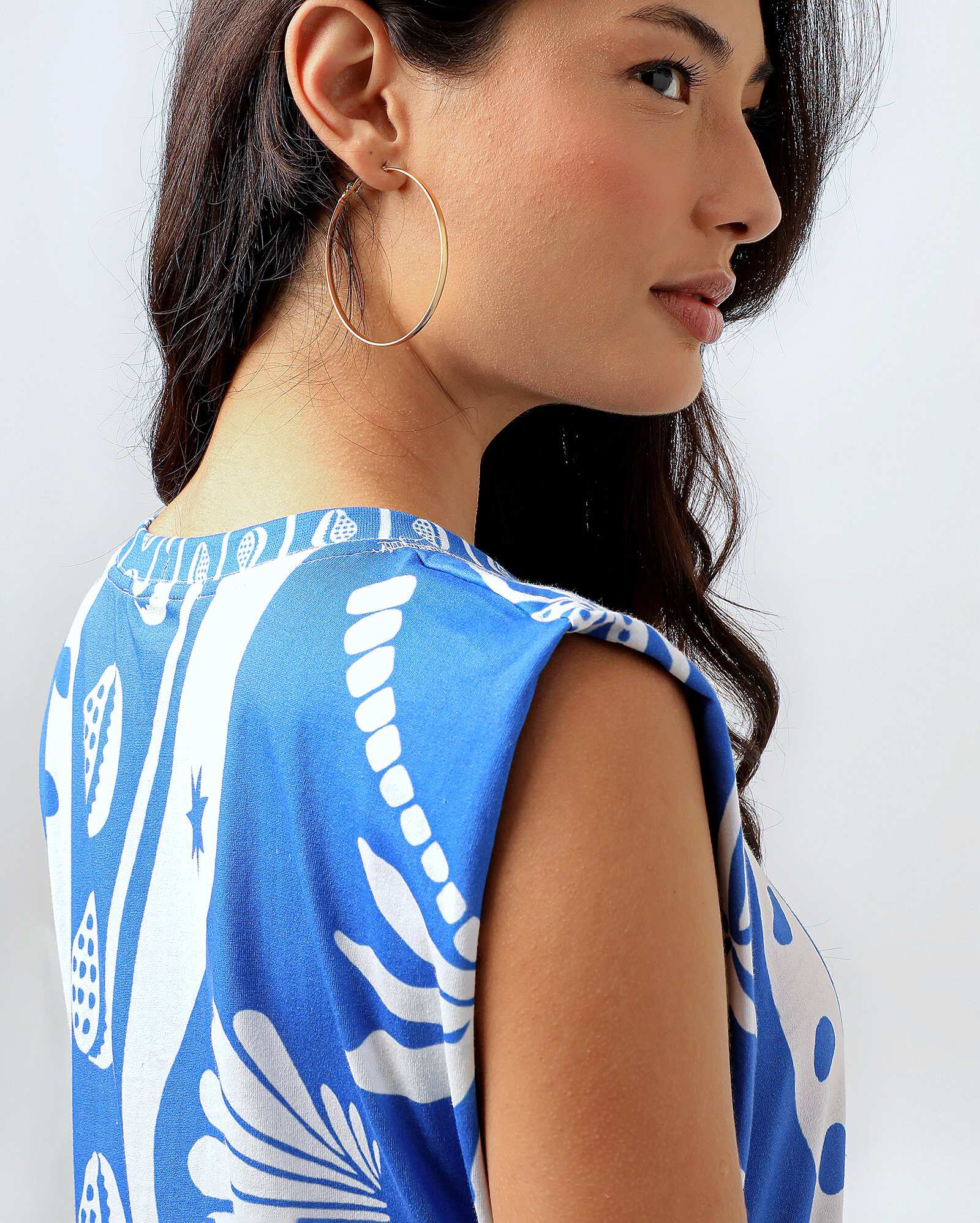 Riachuelo | Vestido curto reto conchas azul | Pool