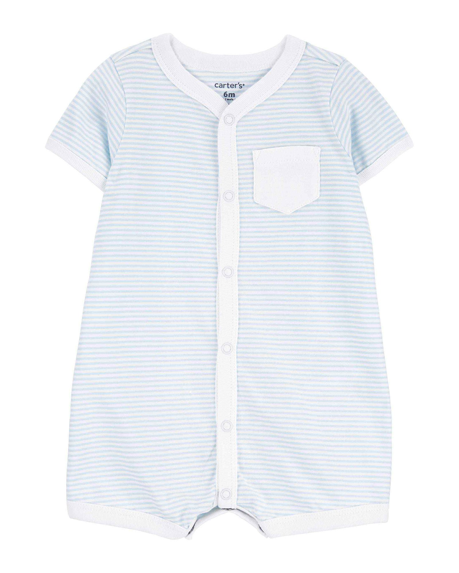 Riachuelo | Macaquinho bebê nuvem listrado com bolso frontal azul | Carter's