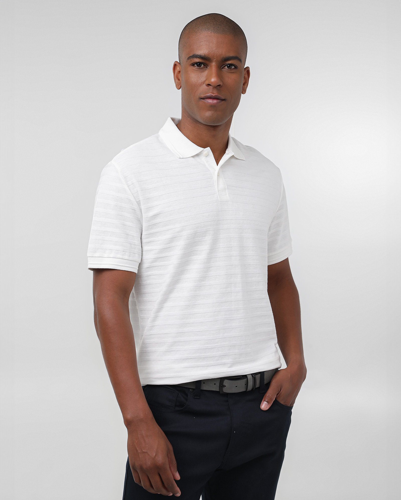 Riachuelo | Polo masculina texturizada listras - Branco | Original