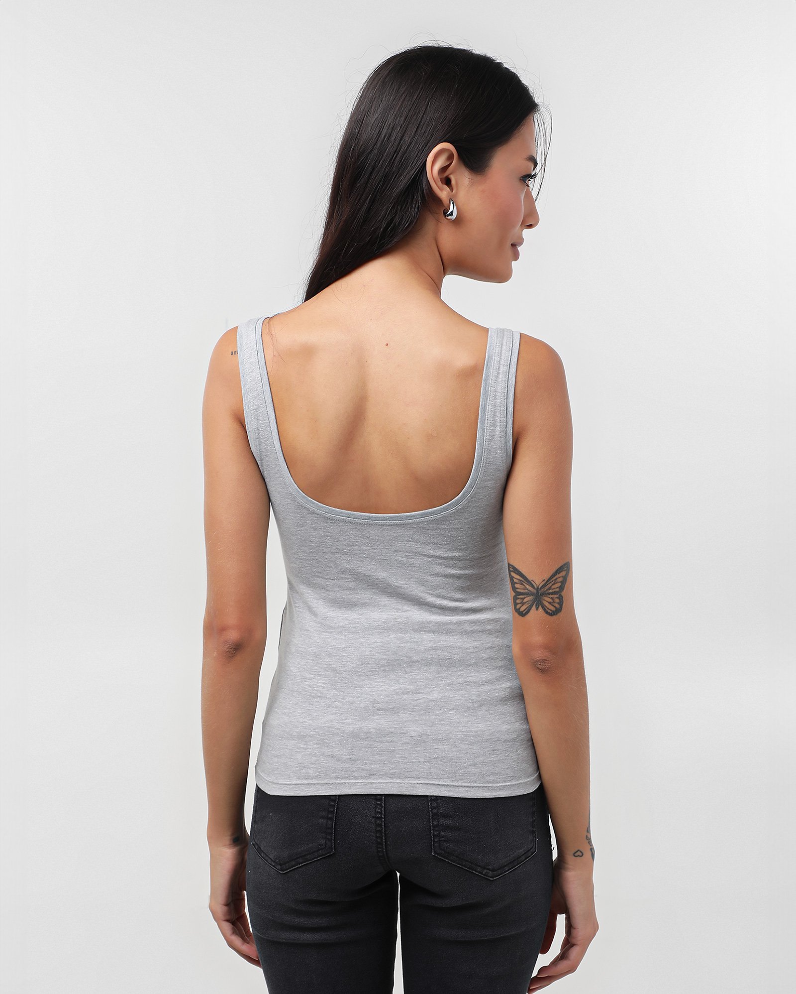 Riachuelo | Regata feminina lisa gola U - Cinza Claro | Pool Basics