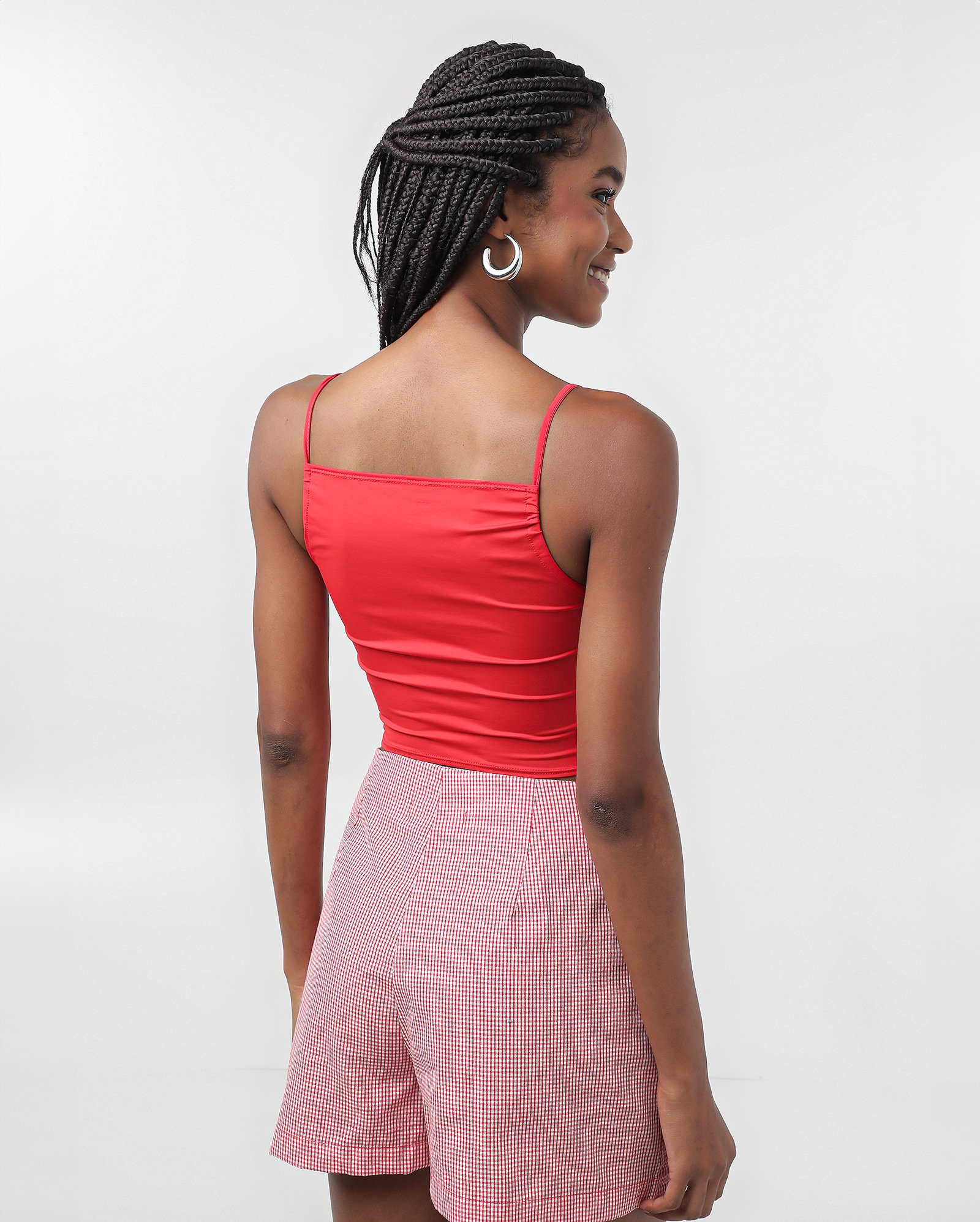 Riachuelo | Regata cropped decote reto lisa vermelha - Vermelho | Pool