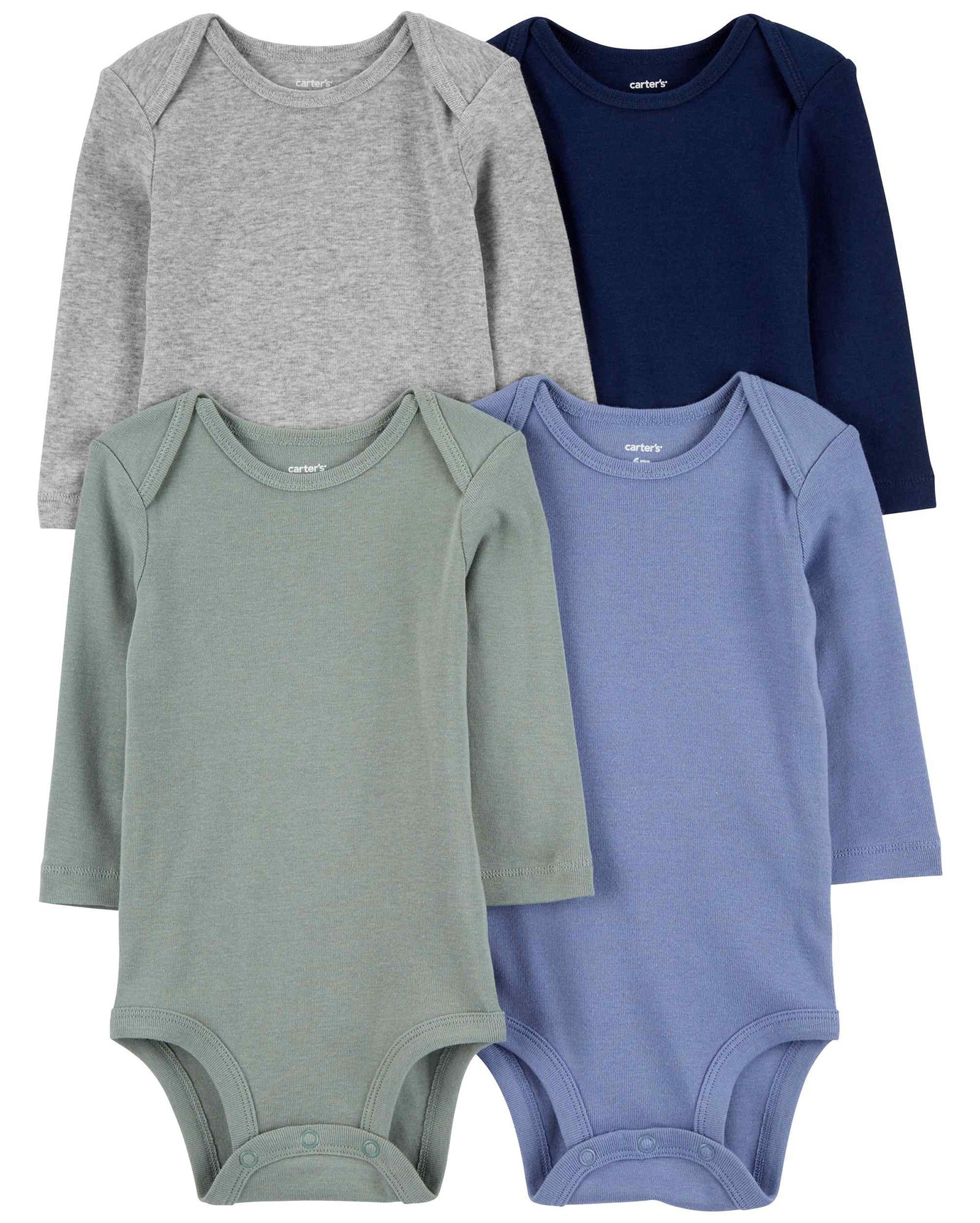 Kit body bebê 4 peças manga longa liso básico multicor | Carter's ...