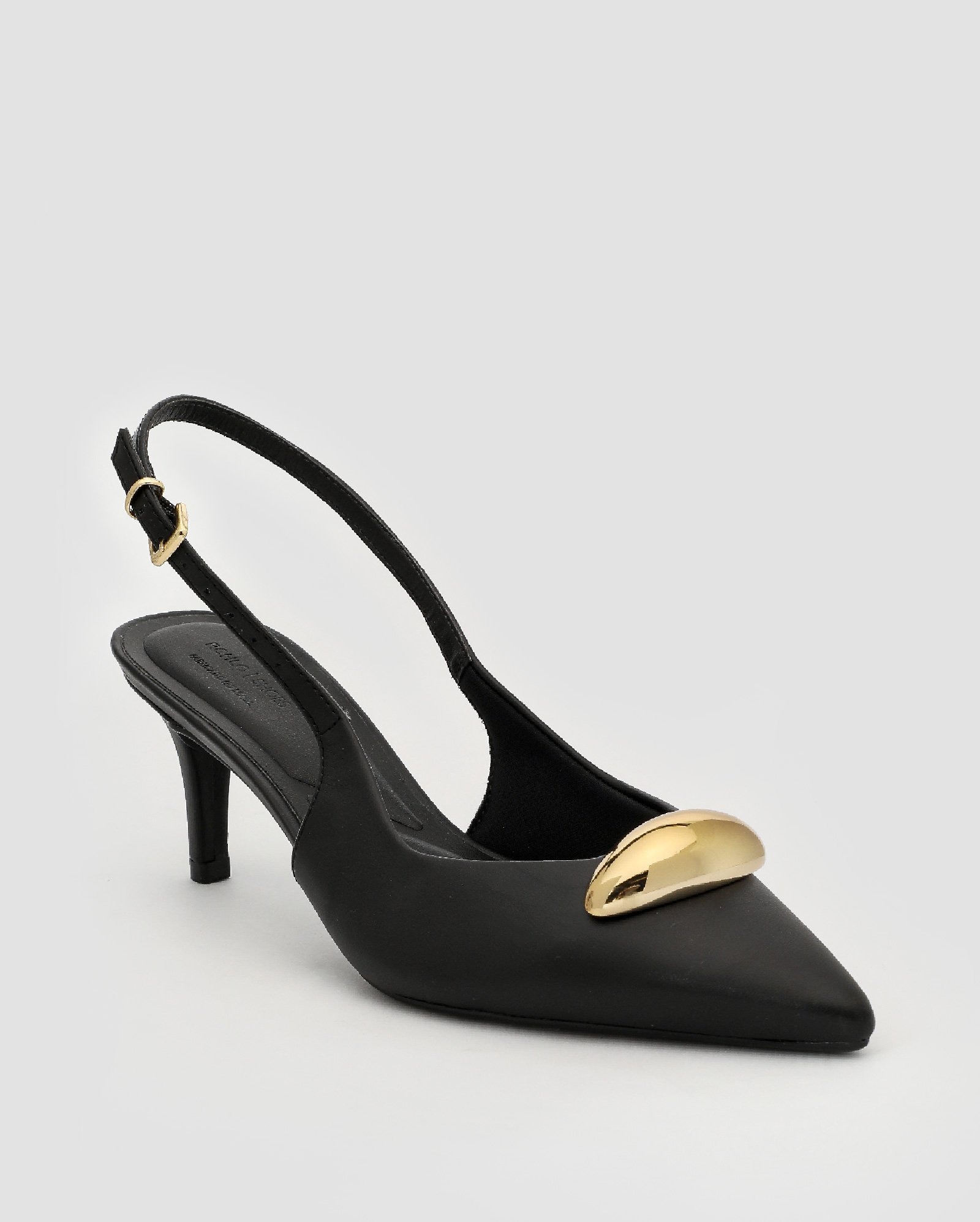 Riachuelo | Sapato scarpin slingback detalhe cabedal preto | Riachuelo