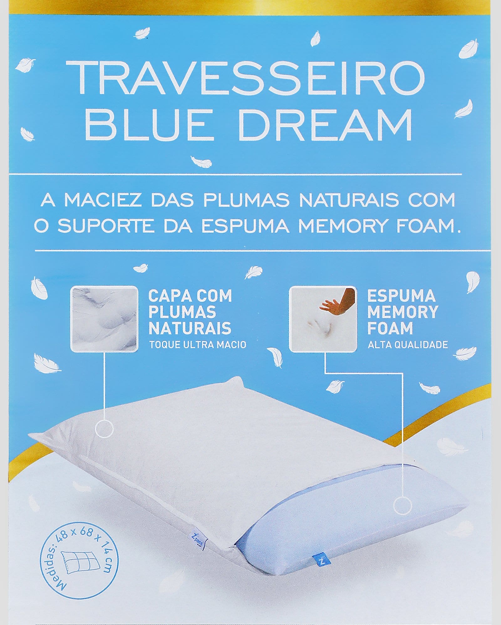 Riachuelo | Travesseiro retangular Blue Dream branco | Z Pass Sleep