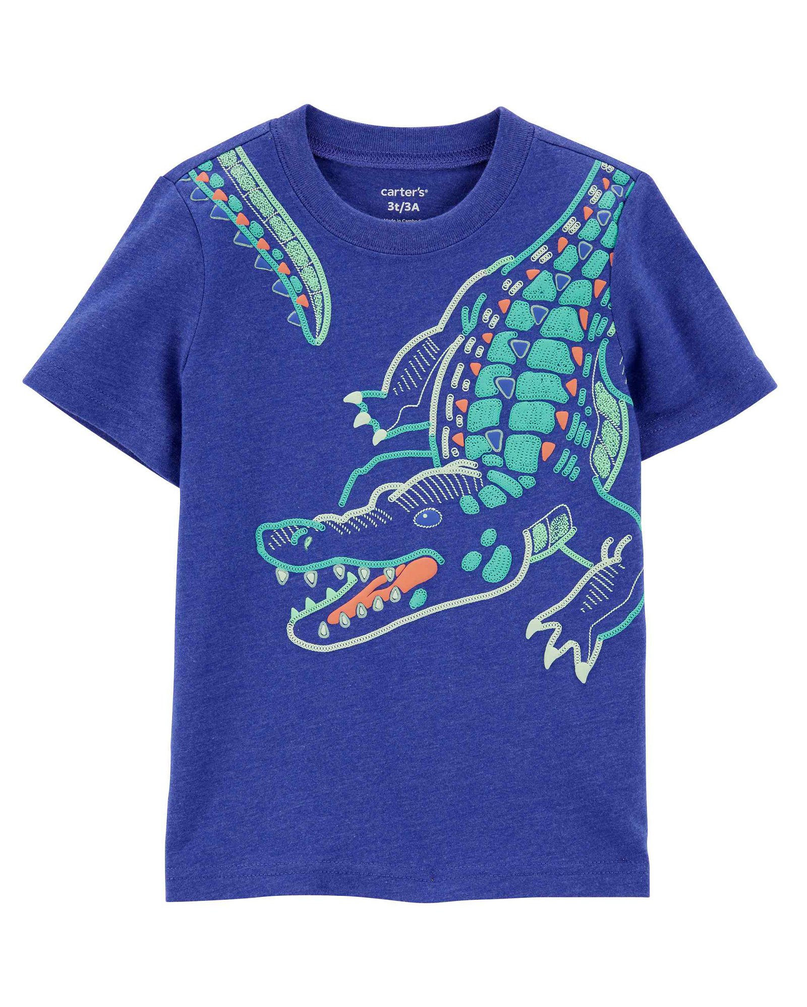Camiseta infantil manga curta de jacaré azul | Carter's | Carter's Oficial
