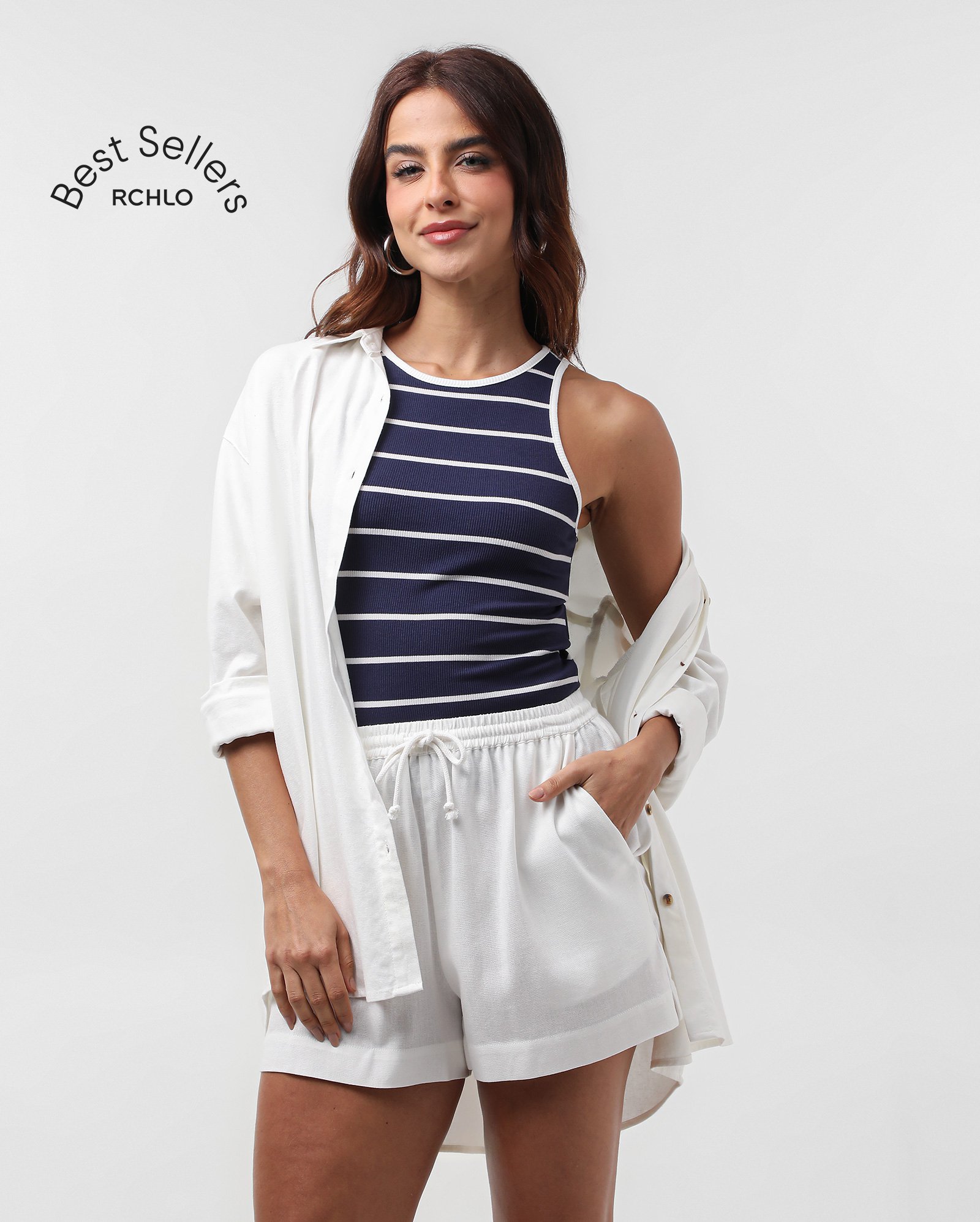 Riachuelo | Regata feminina ajustada Vivi LT de tricot canelado listras ...