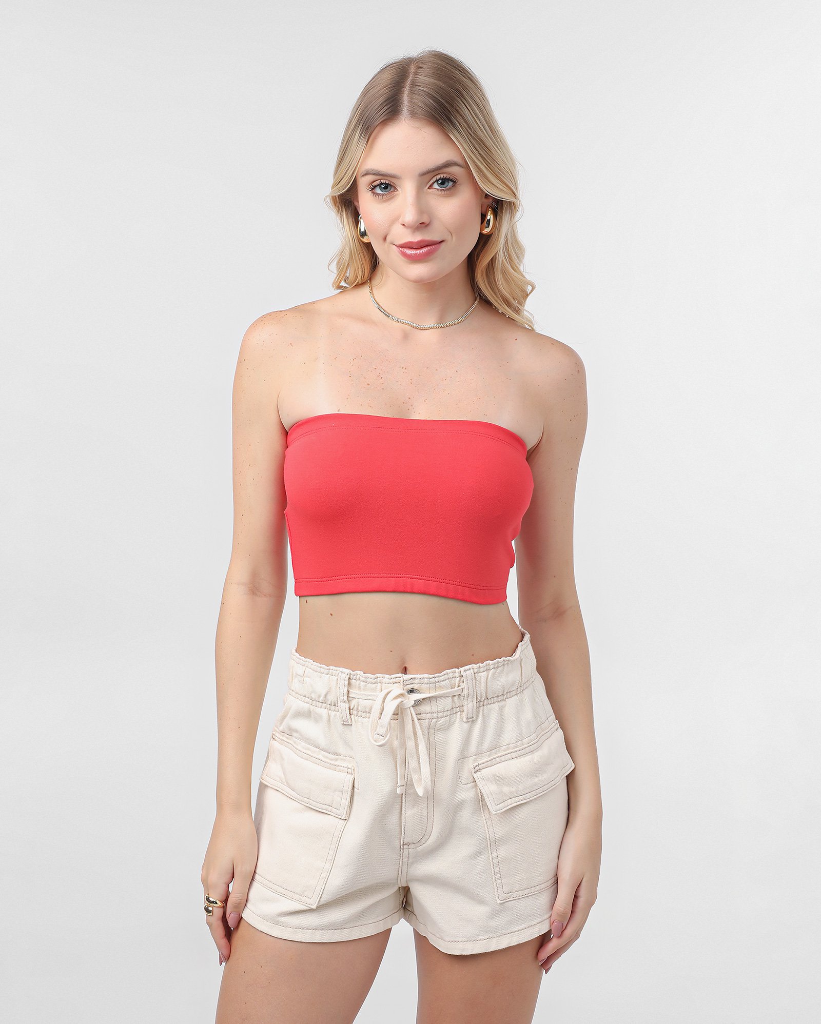 Riachuelo | Top faixa ajustado clássico liso - Vermelho | Pool Basics