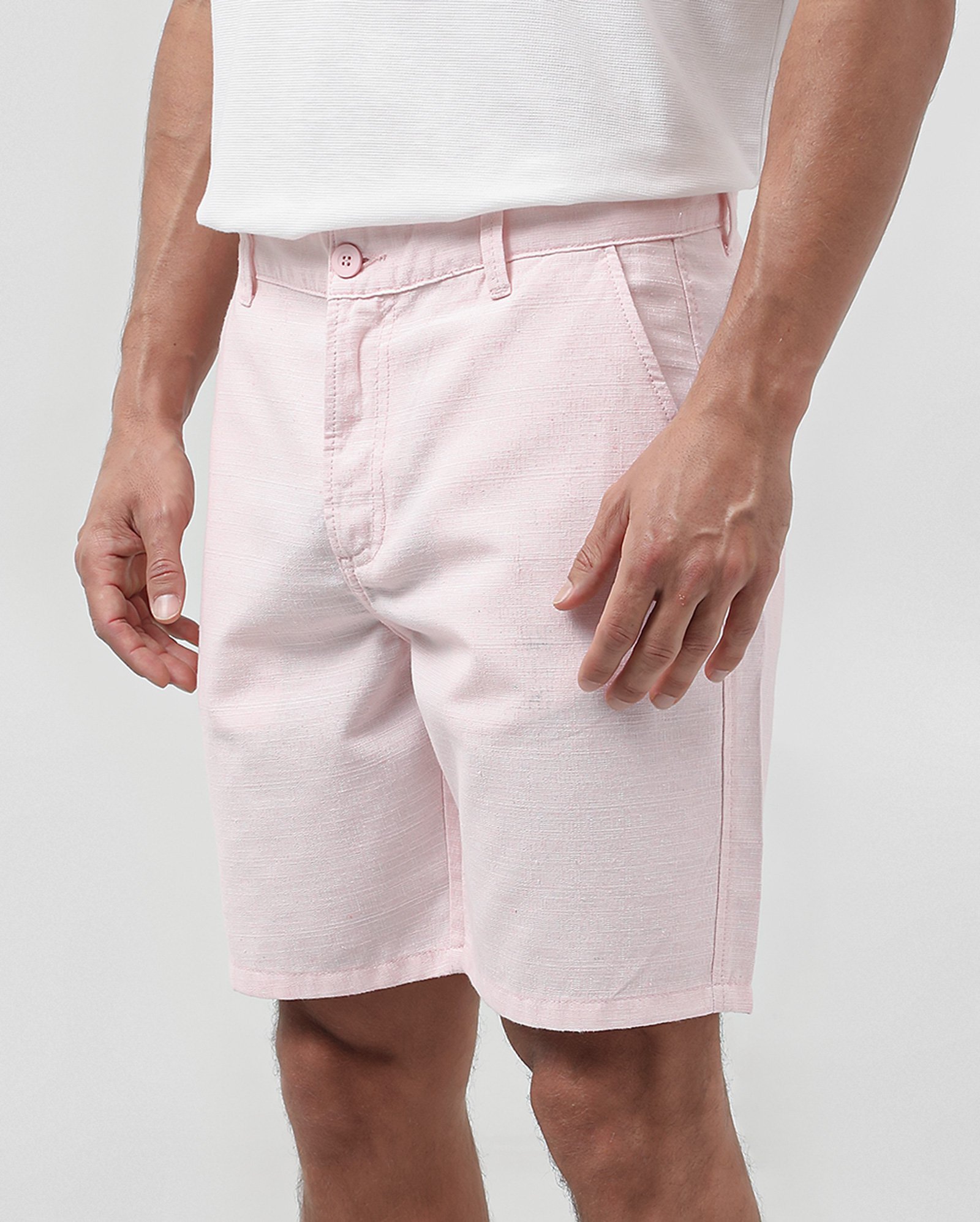 Riachuelo | Bermuda sarja masculina slim bolsos chino rosa | Pool Jeans