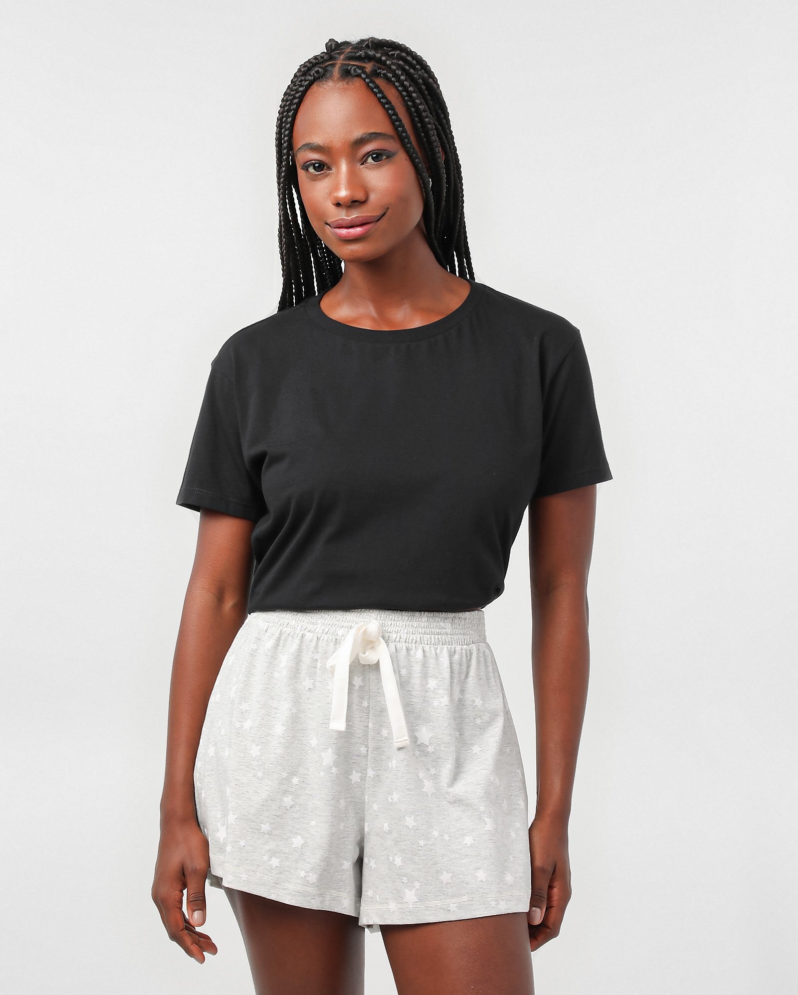 Riachuelo | Short pijama curto feminino estampa estrelas cinza | Riachuelo