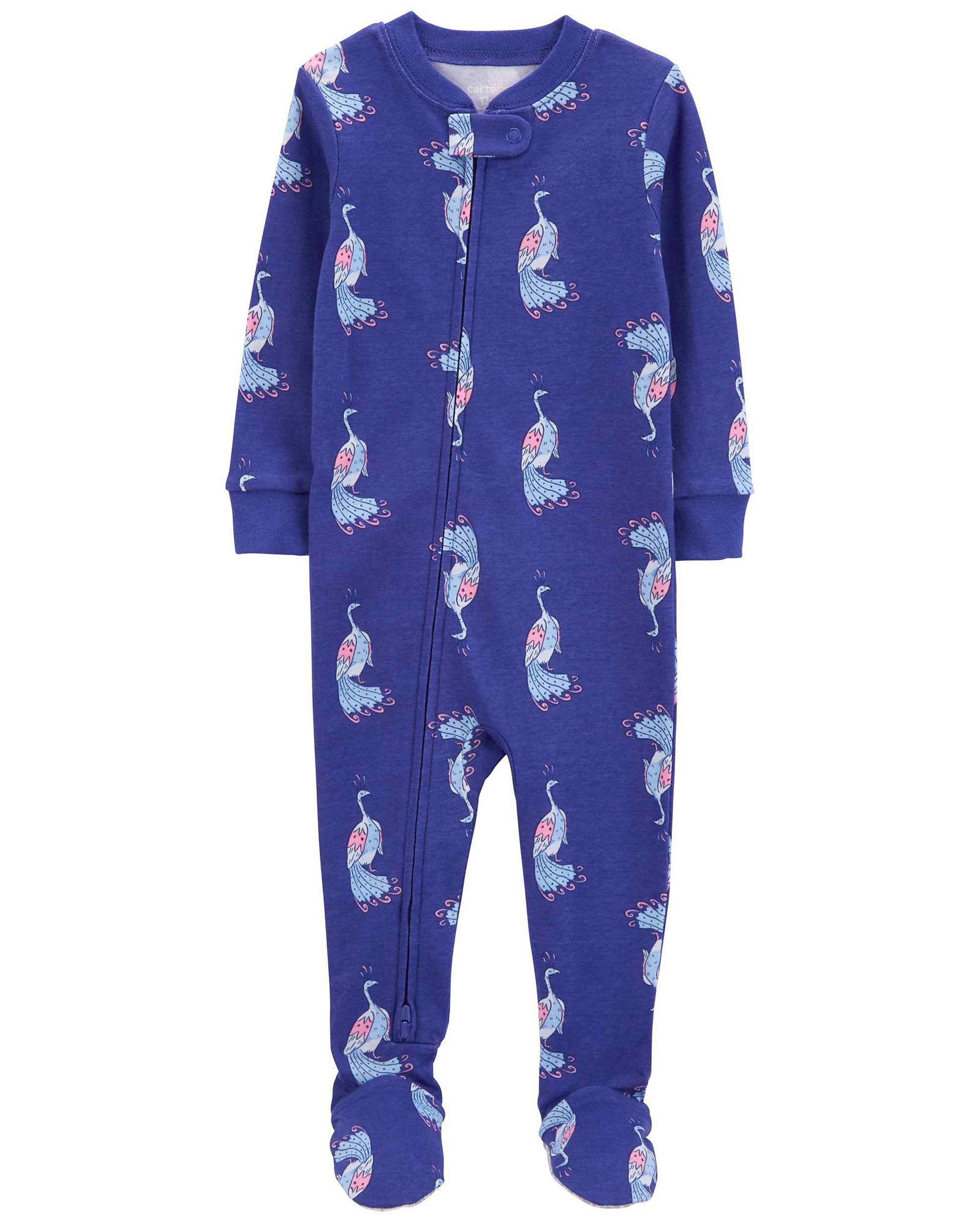Macacão pijama bebê fleece pavão azul | Carter's | Carter's Oficial