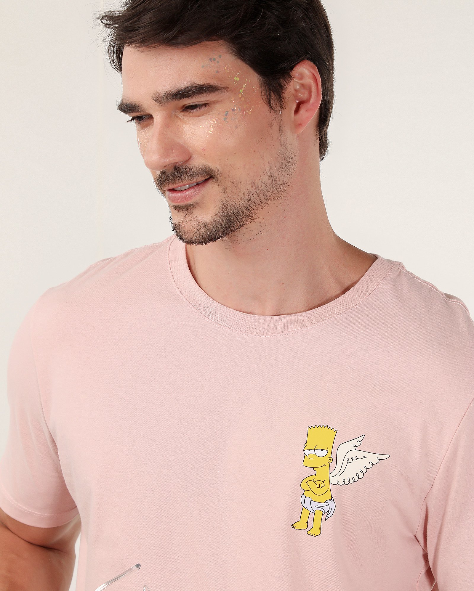 Riachuelo | Camiseta masculina regular Bart cupido rosa | Fox The Simpsons