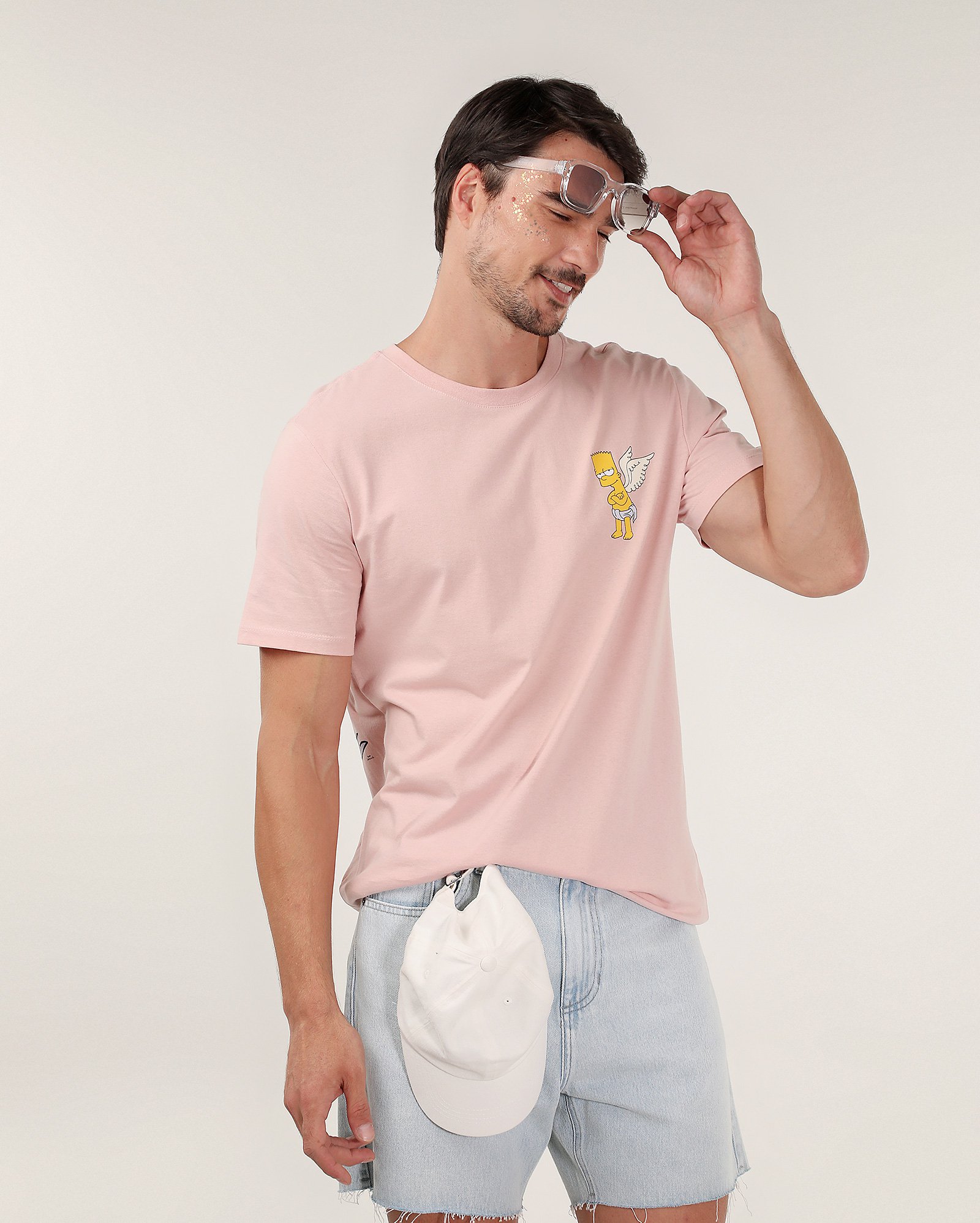 Riachuelo | Camiseta masculina regular Bart cupido rosa | Fox The Simpsons
