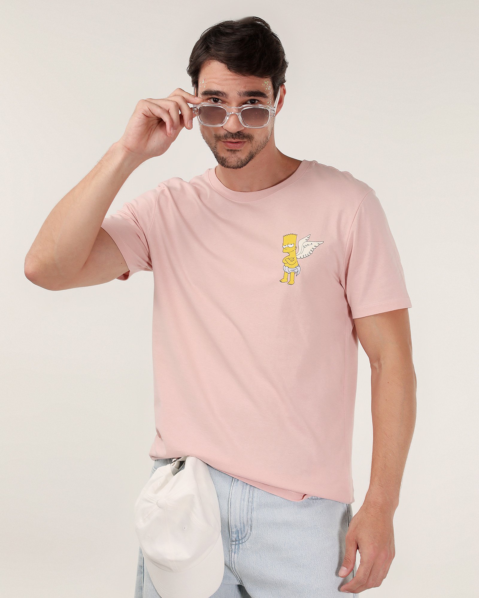 Riachuelo | Camiseta masculina regular Bart cupido rosa | Fox The Simpsons