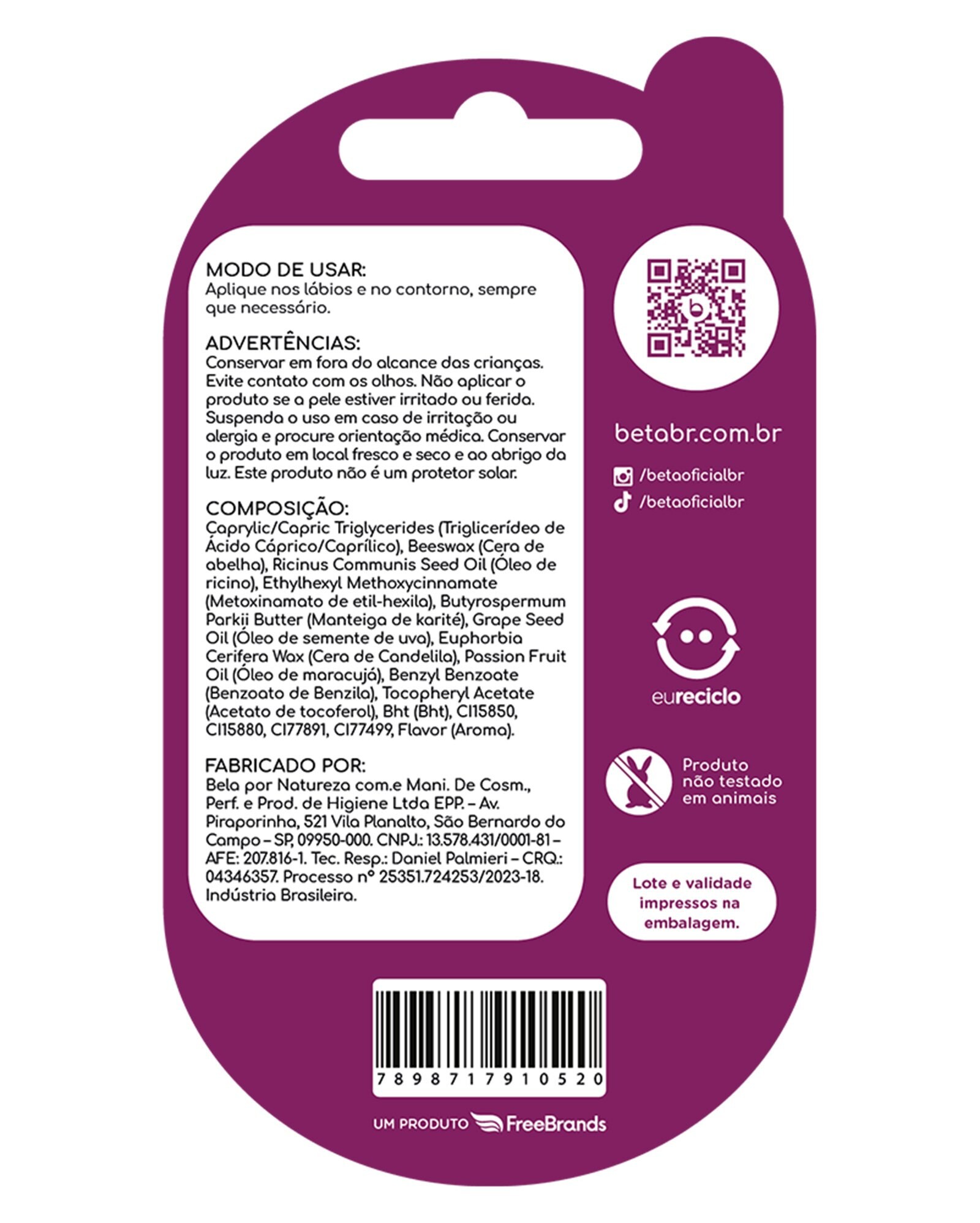 Riachuelo | Hidratante labial amora roxo ametista 9,5g | BETA