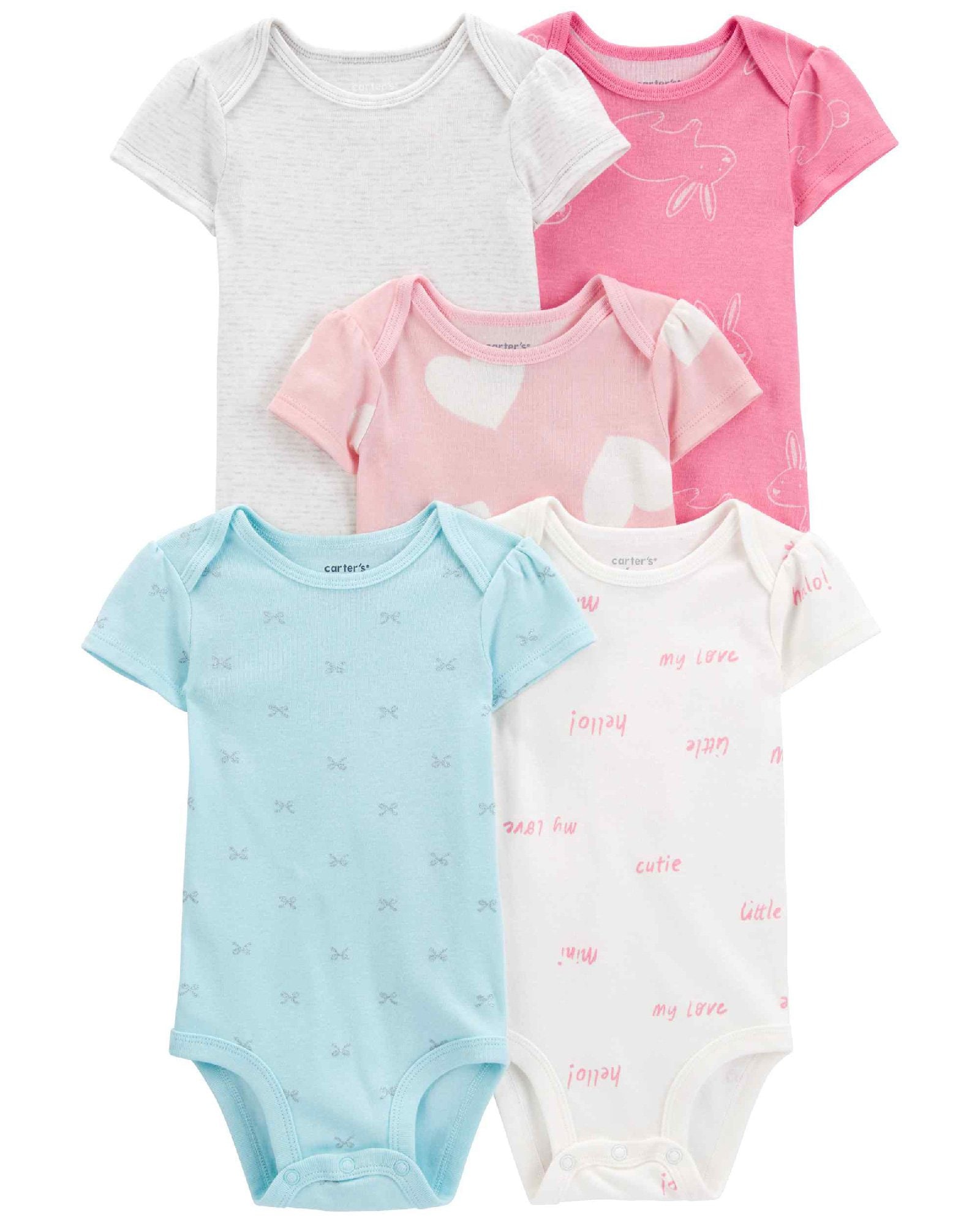 Kit body bebê 5 peças manga curta estampados multicor | Carter's ...