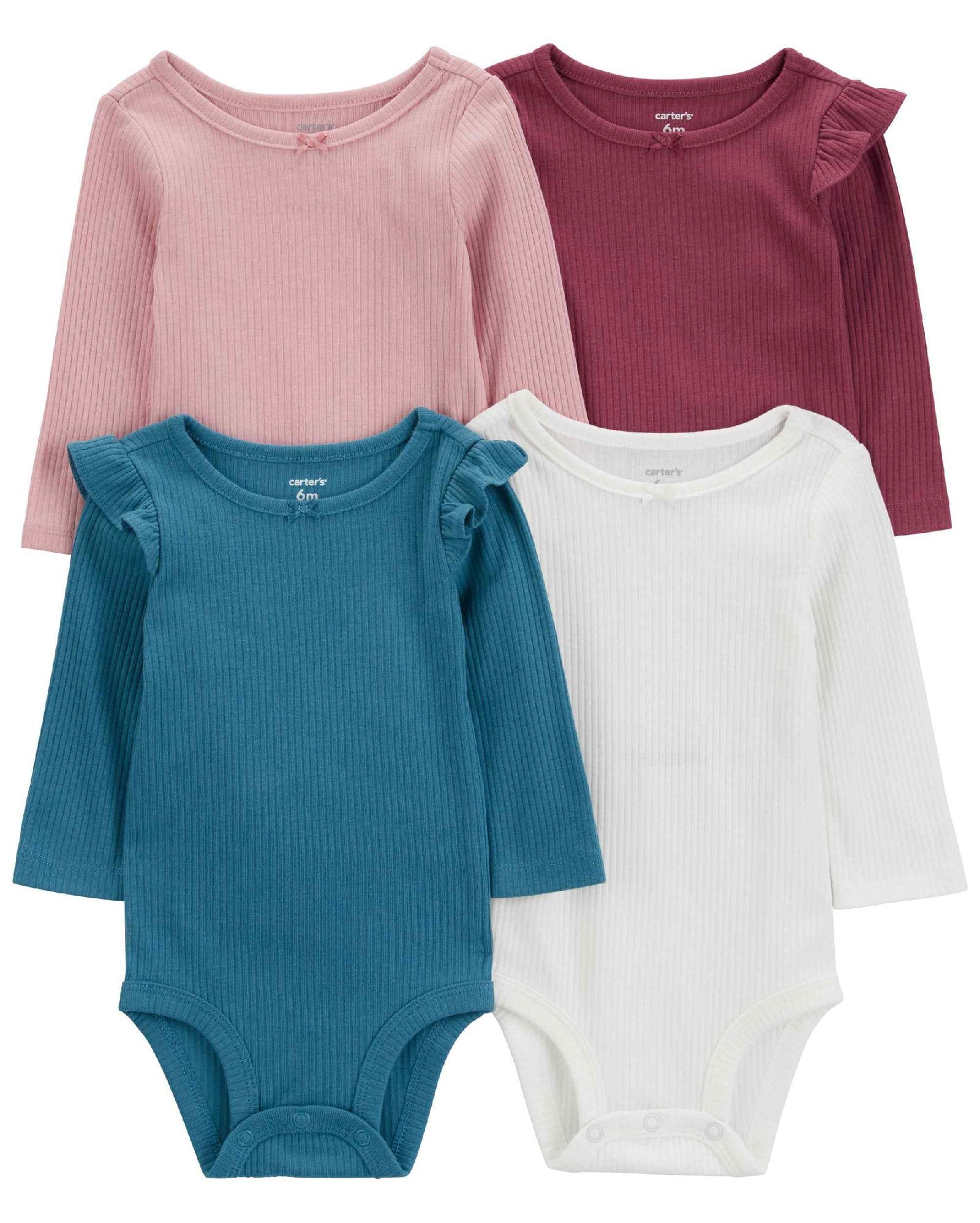 Kit body bebê 4 peças canelado com babados multicor | Carter's | Carter ...