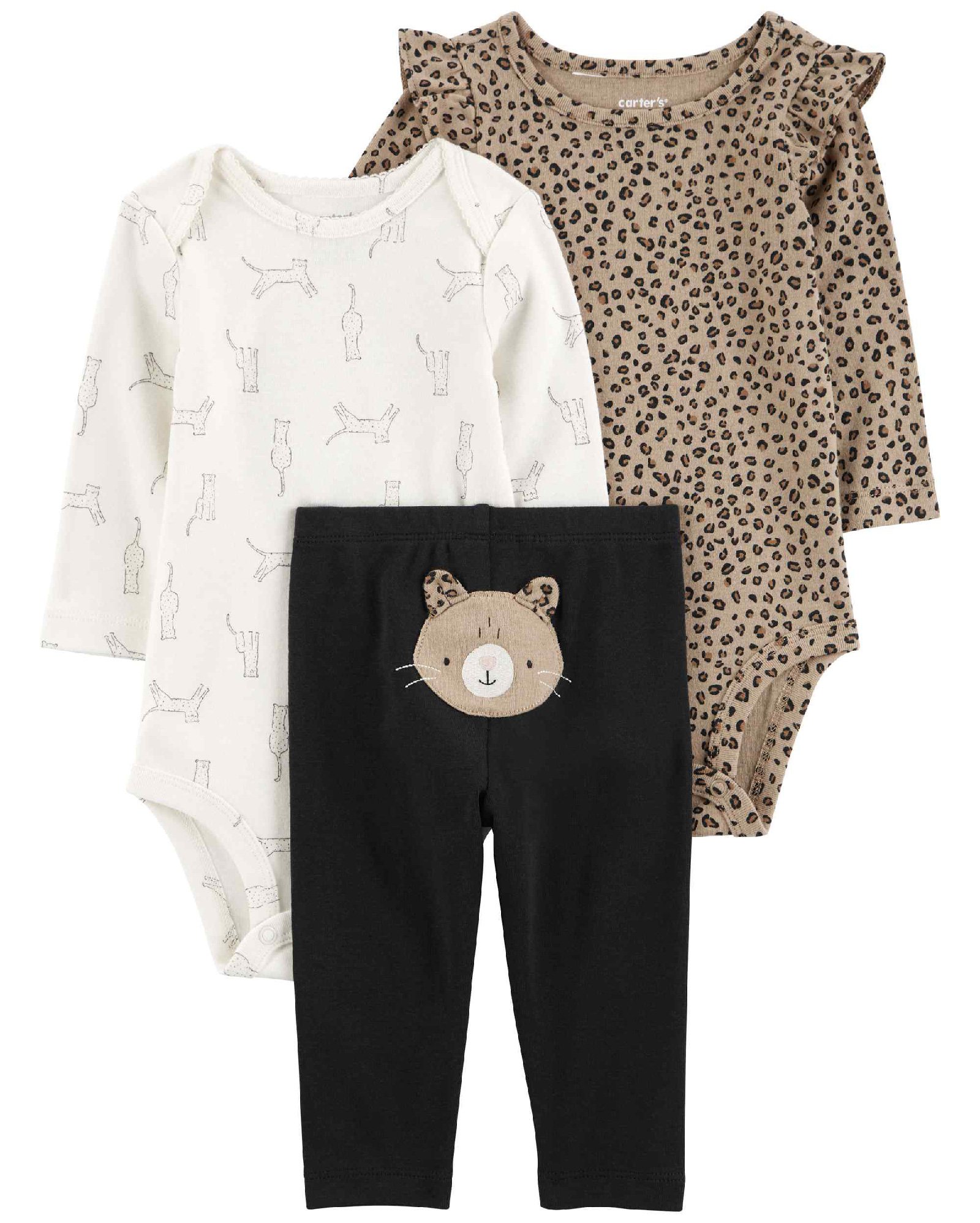 Conjunto longo bebê 3 peças babados onça multicor | Carter's | Carter's ...
