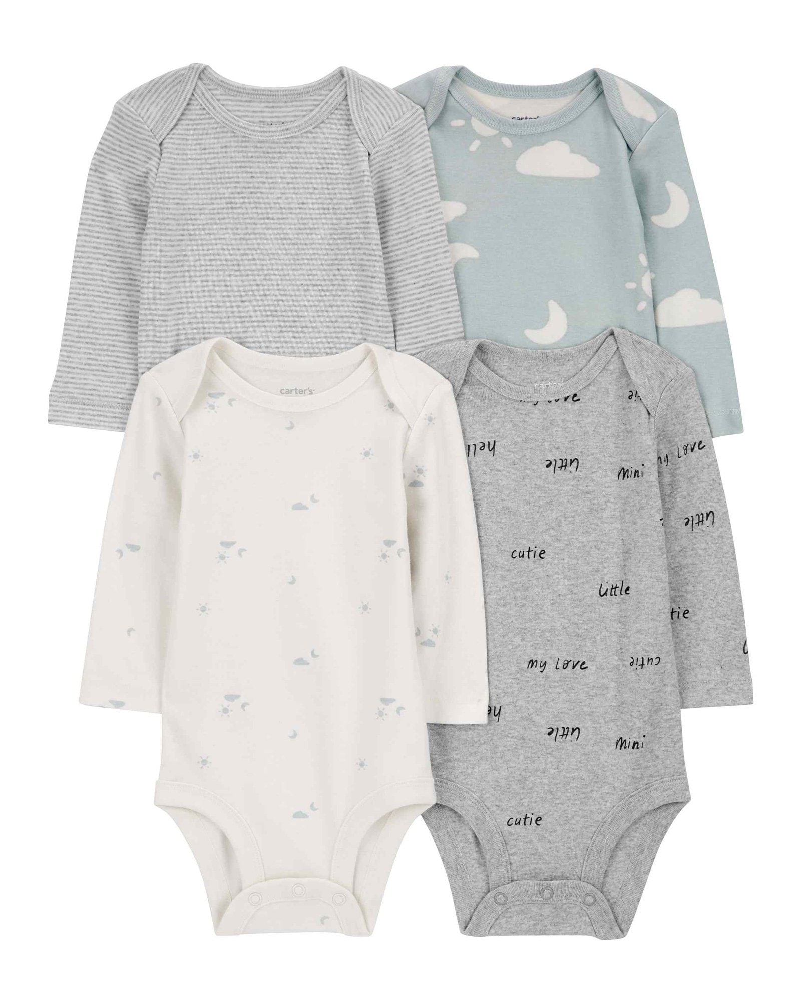 Kit body bebê 4 peças nuvens listrado multicor | Carter's | Carter's ...