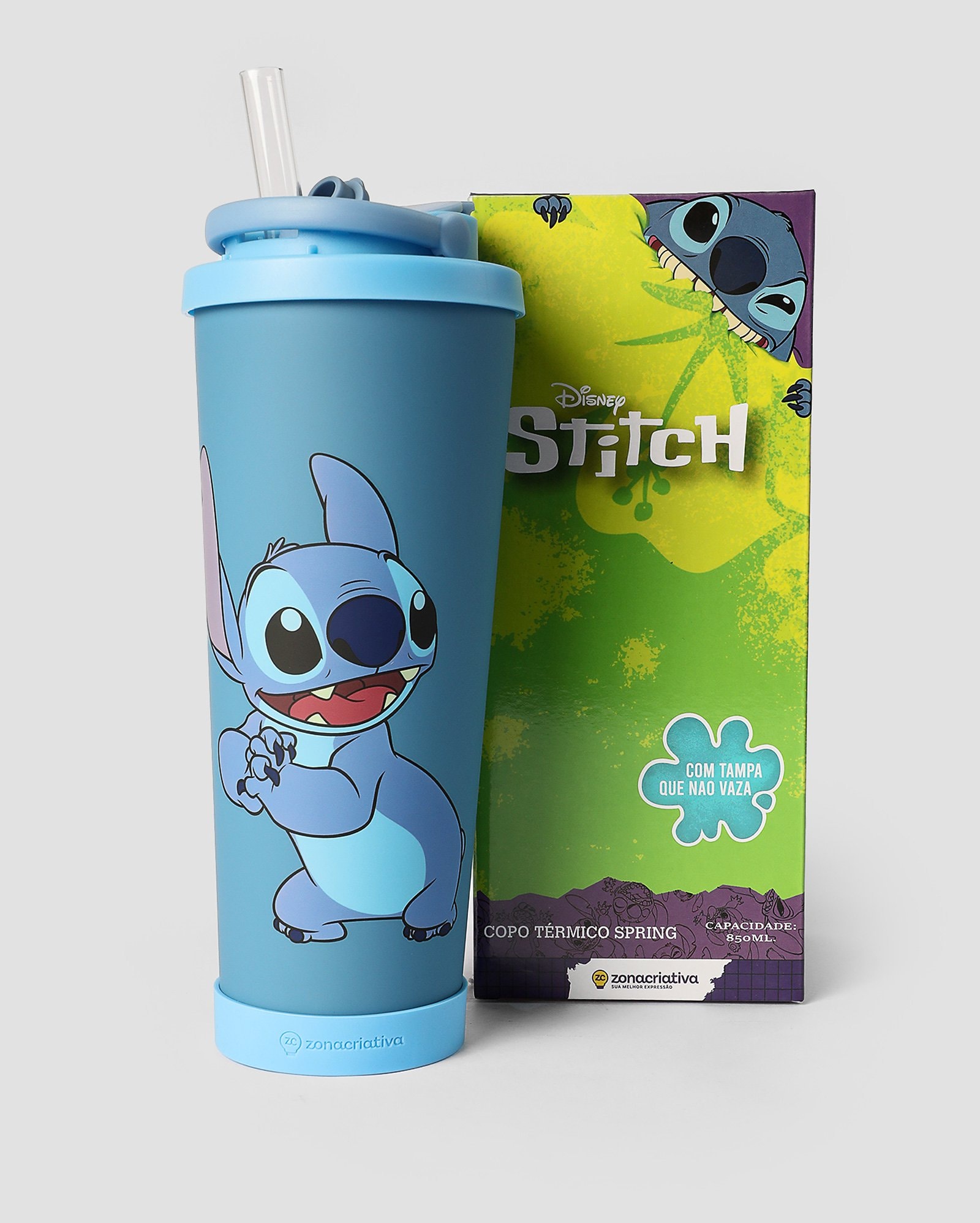 Riachuelo | Copo térmico com canudo spring Stitch 850ml azul | Zona ...