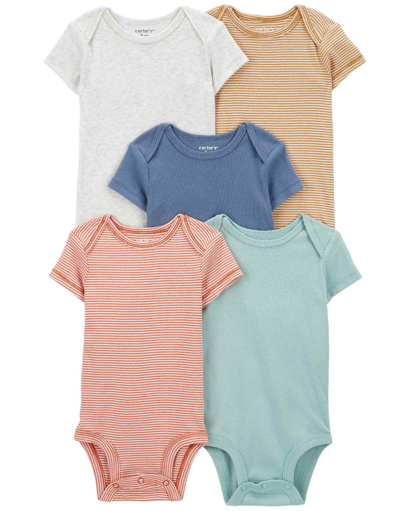 Kit body bebê 5 peças básico e listras multicor | Carter's | Carter's ...