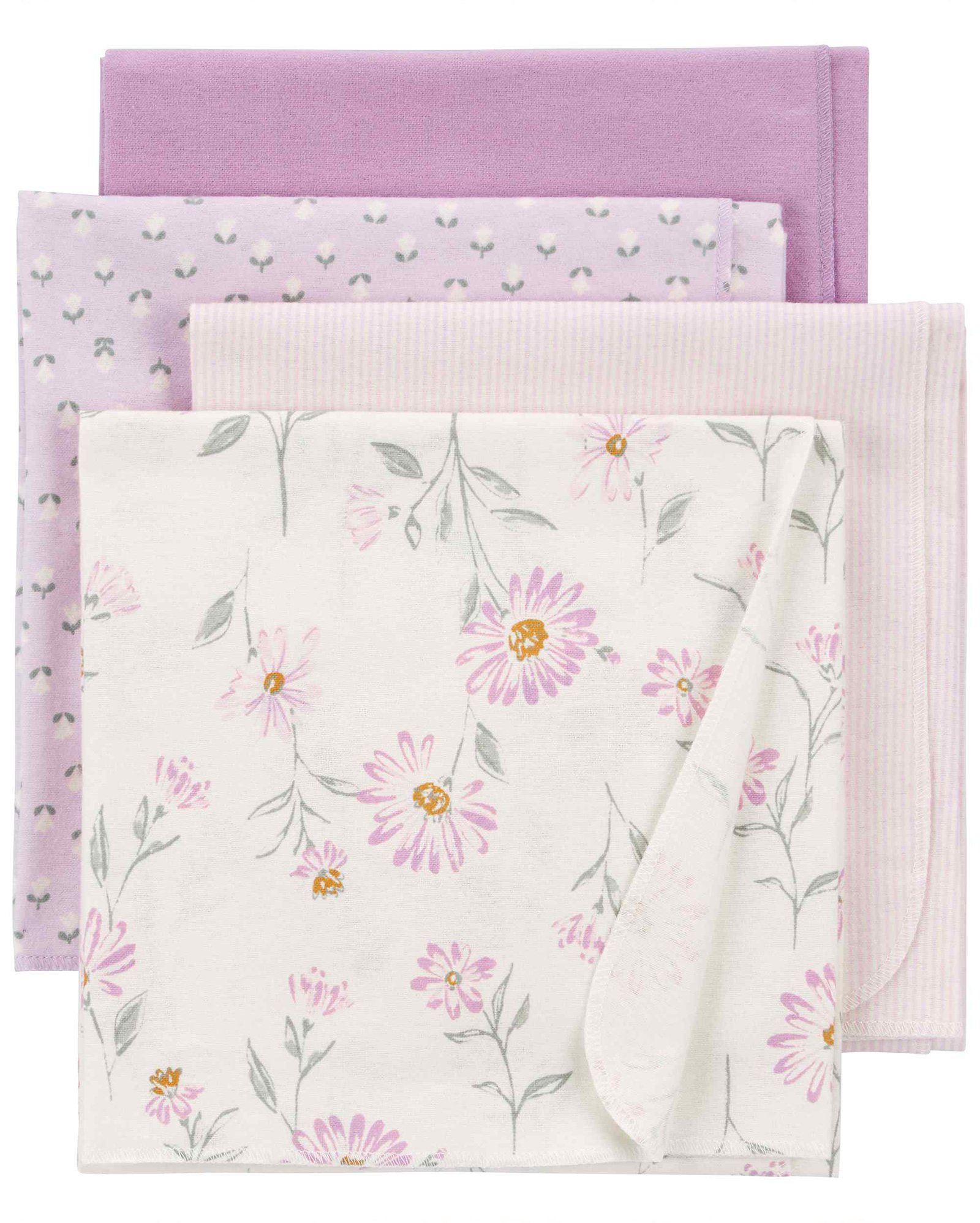 Kit cueiro bebê 4 peças floral listras multicor | Carter's | Carter's ...