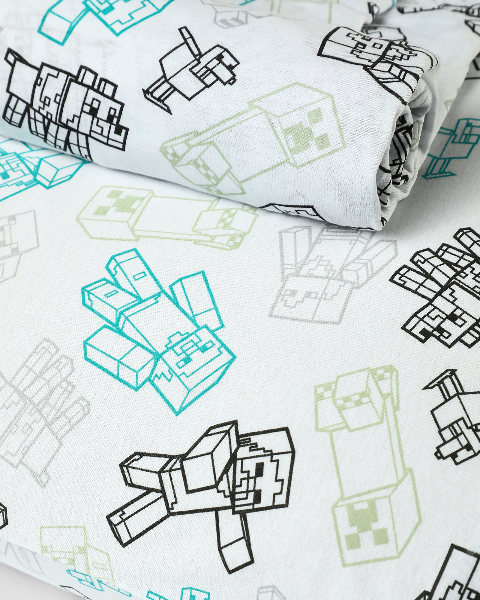 Riachuelo | Jogo de cama solteiro 2 peças malha game Minecraft branco ...