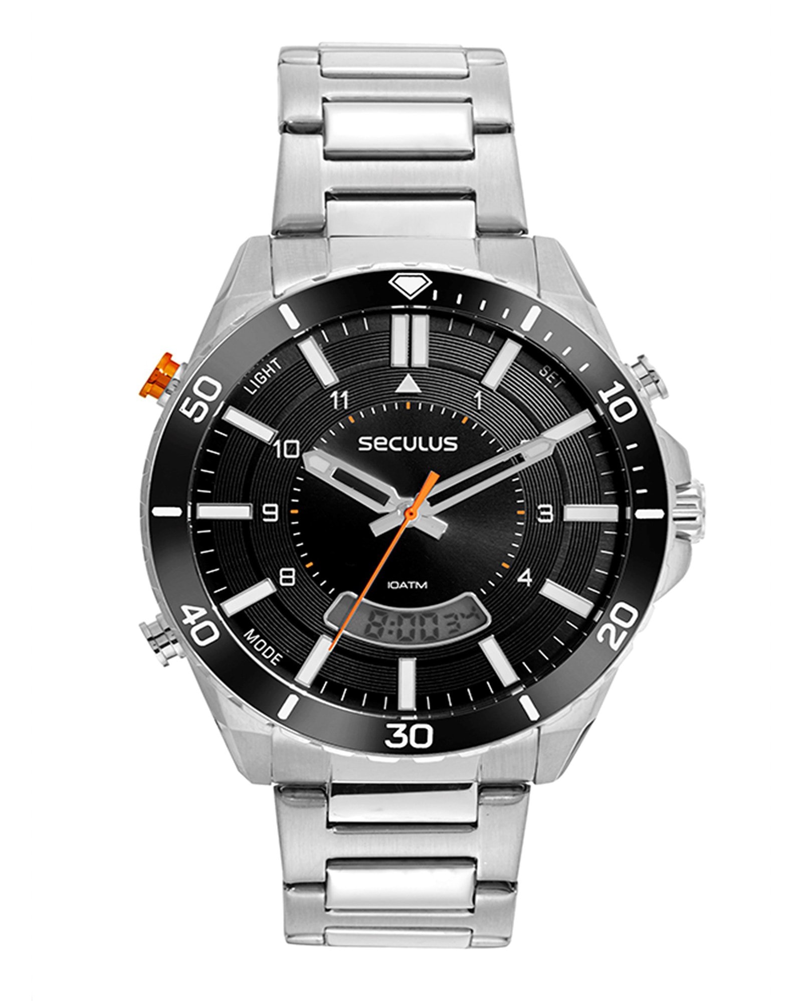 Riachuelo | Relógio anadigi masculino 77218G0SVNA1 prata | Seculus