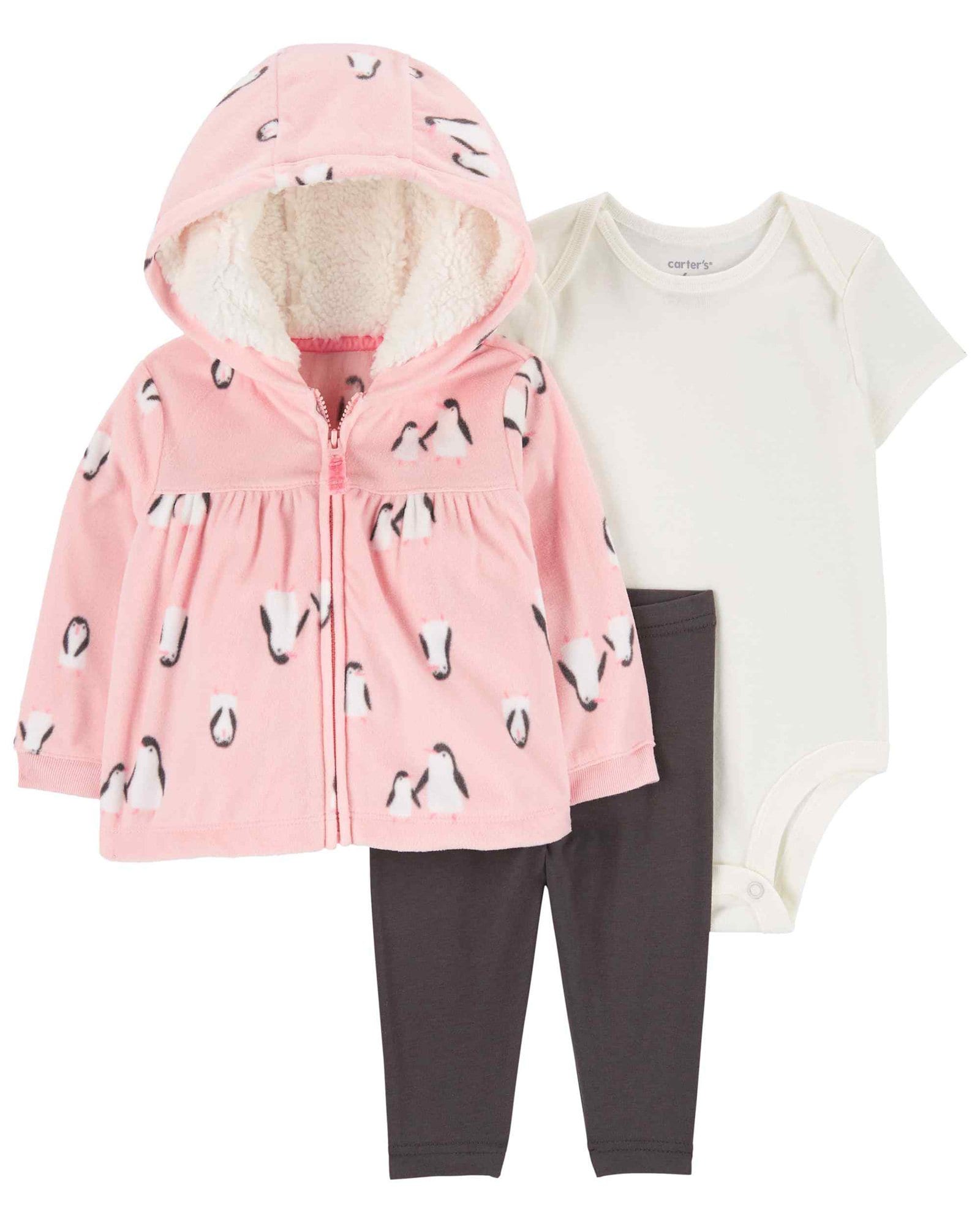 Riachuelo | Conjunto longo bebê 3 peças fleece capuz pinguim multicor ...