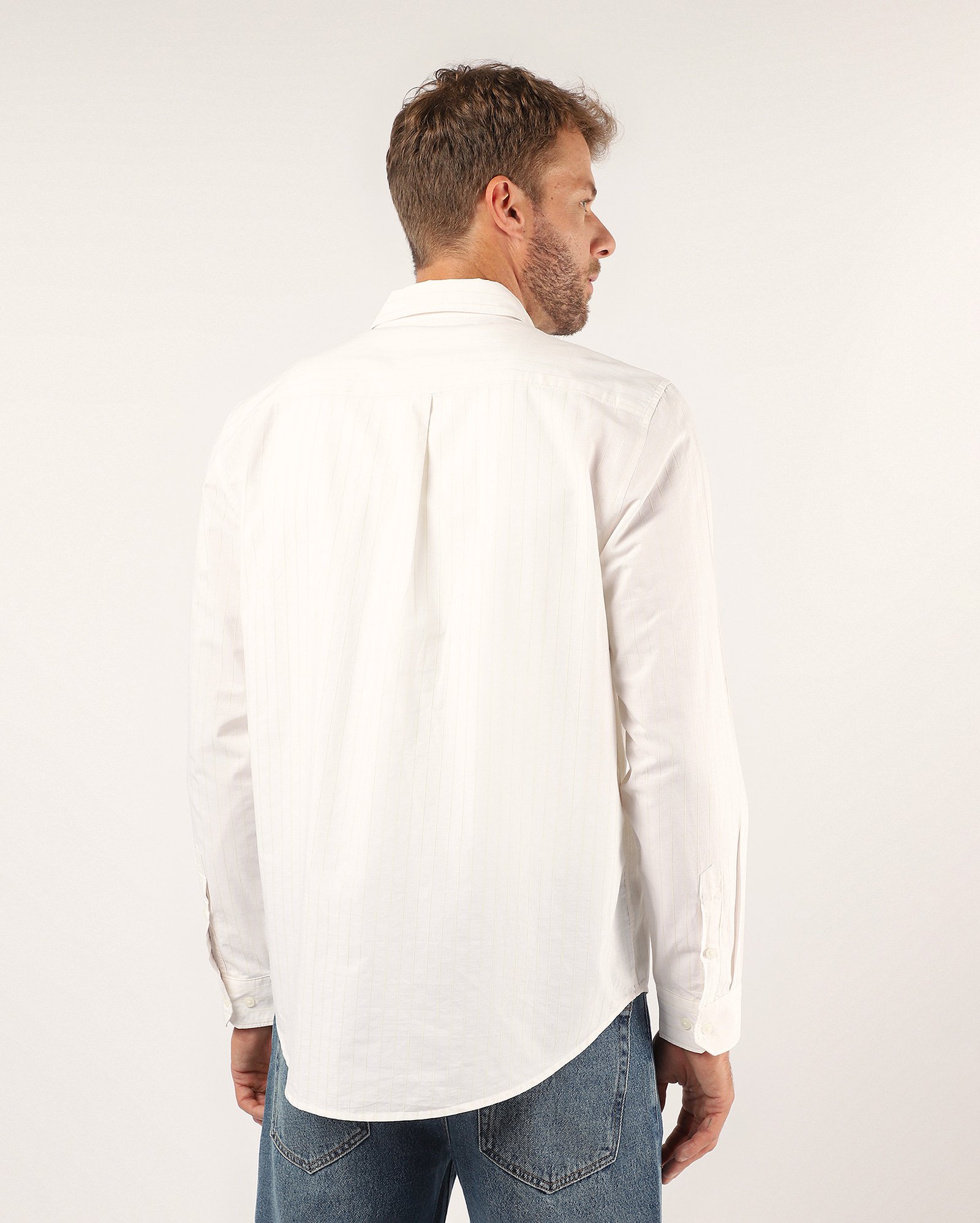 Riachuelo | Camisa masculina manga longa listras - Branco