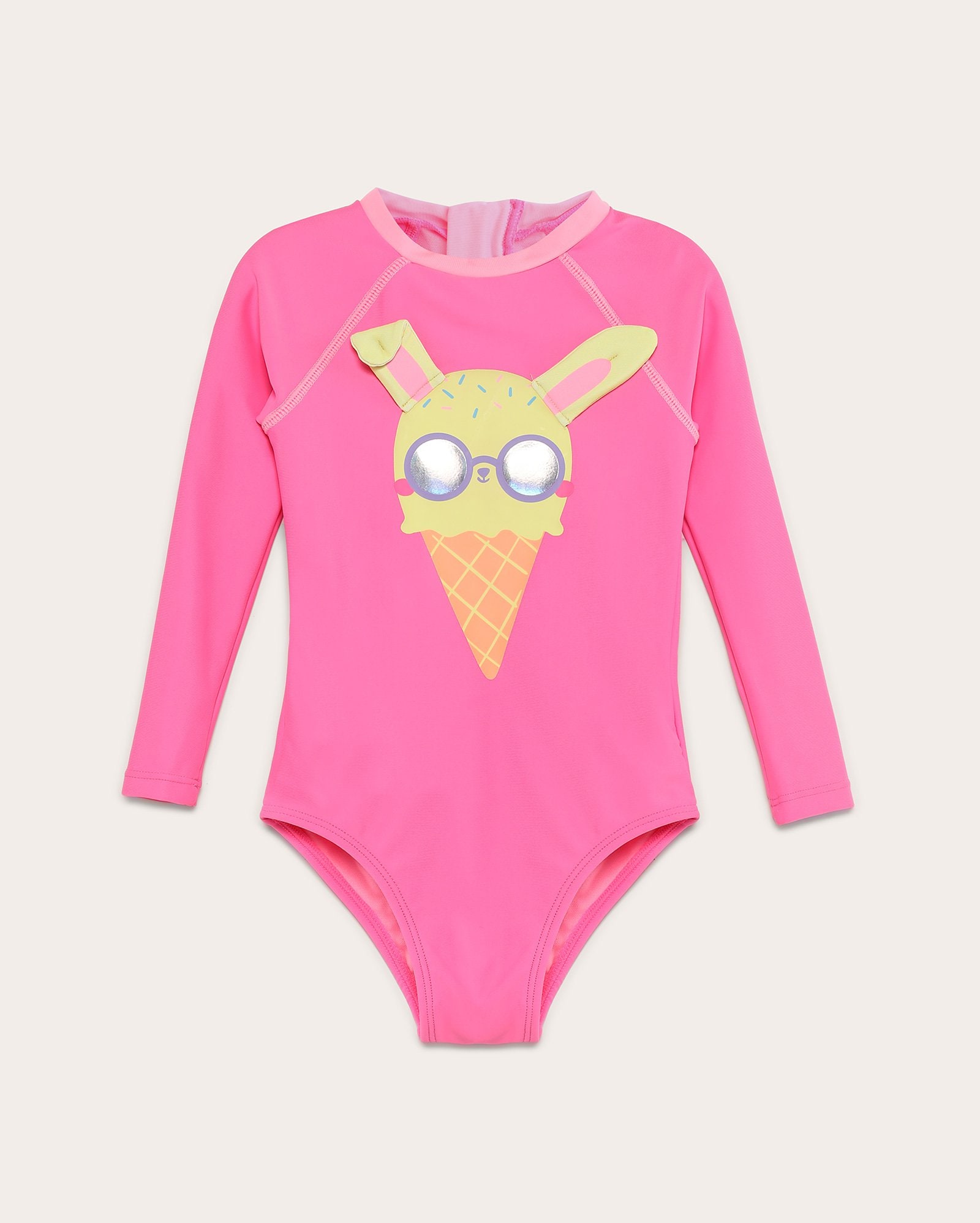 Riachuelo | Maiô infantil manga longa Ice Cream 1-4A rosa
