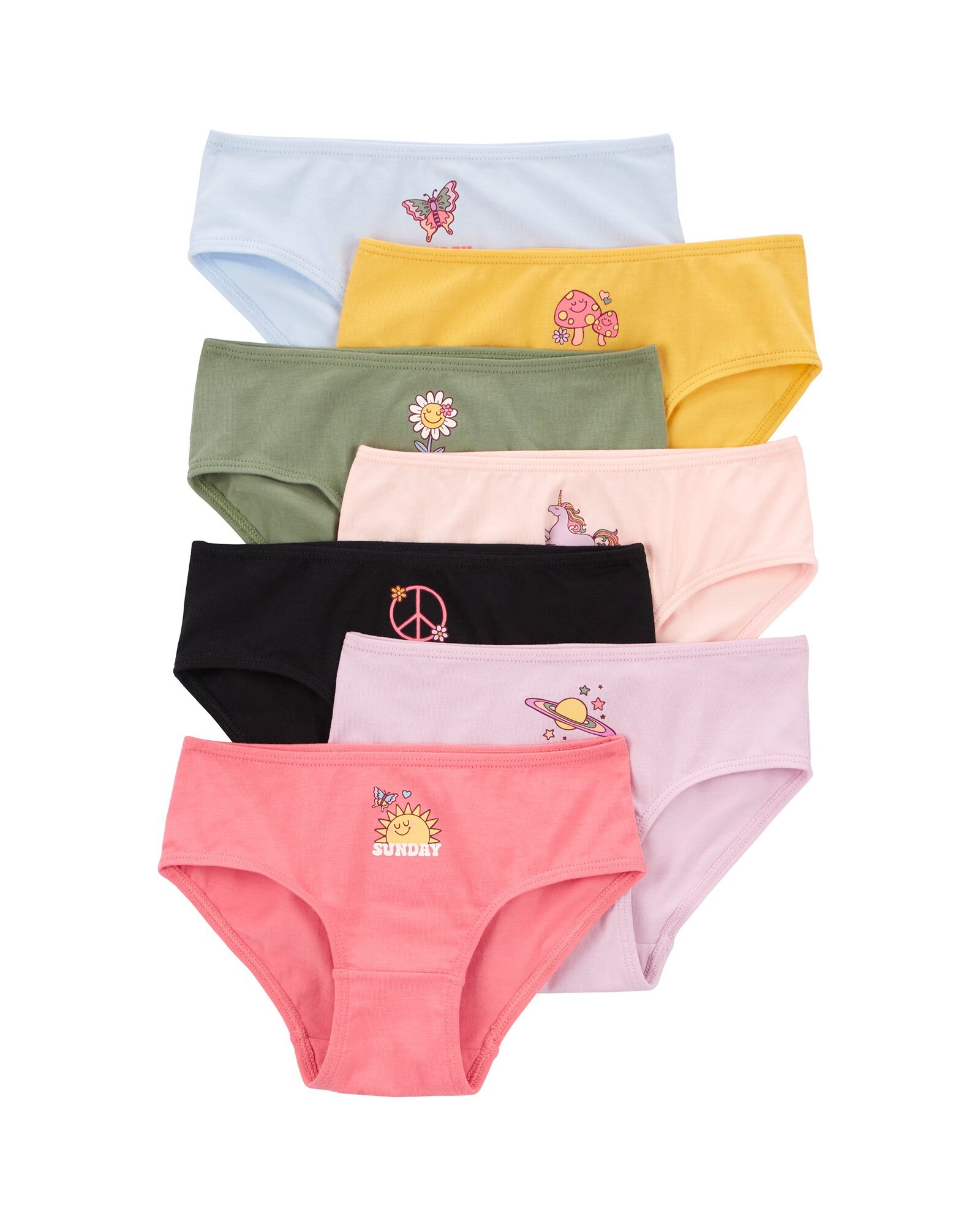 Kit calcinha infantil 7 peças ícones diversos multicor | Carter's ...