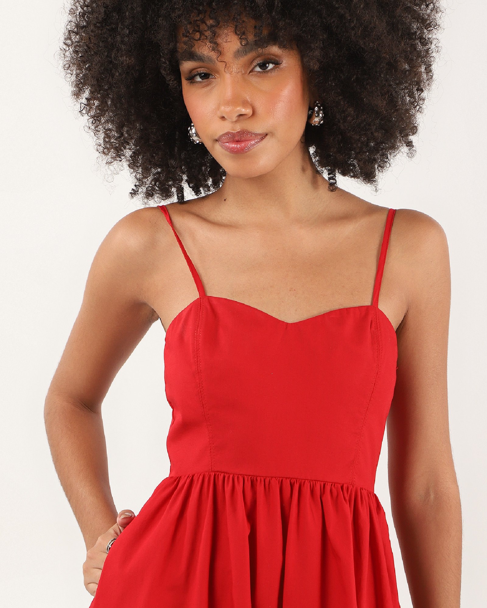 Riachuelo | Vestido midi godê Lequinha com bolso - vermelho