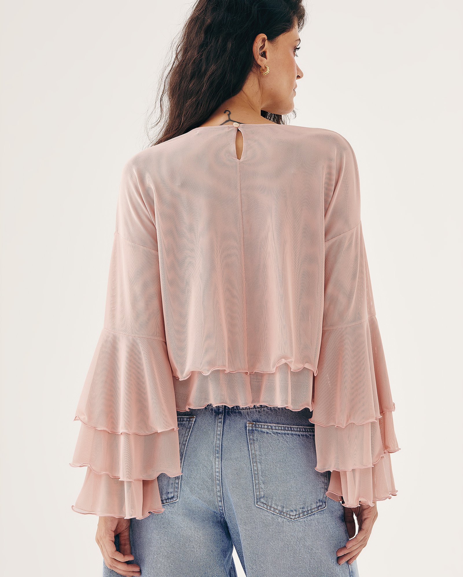 Riachuelo | Bata feminina manga longa ampla com babados rosa | AK by ...