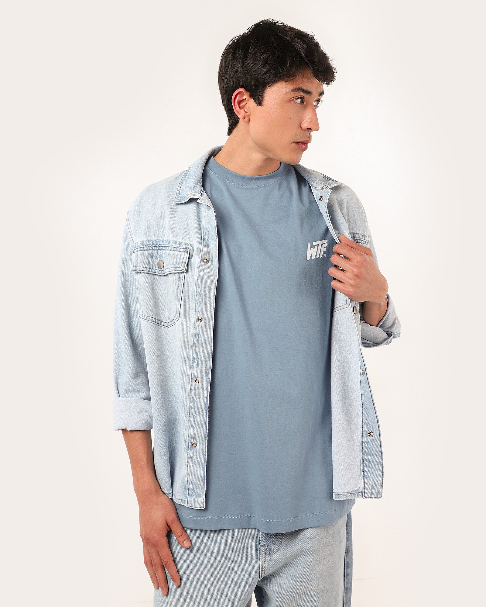 Riachuelo | Camiseta masculina oversized WTF - Azul Claro