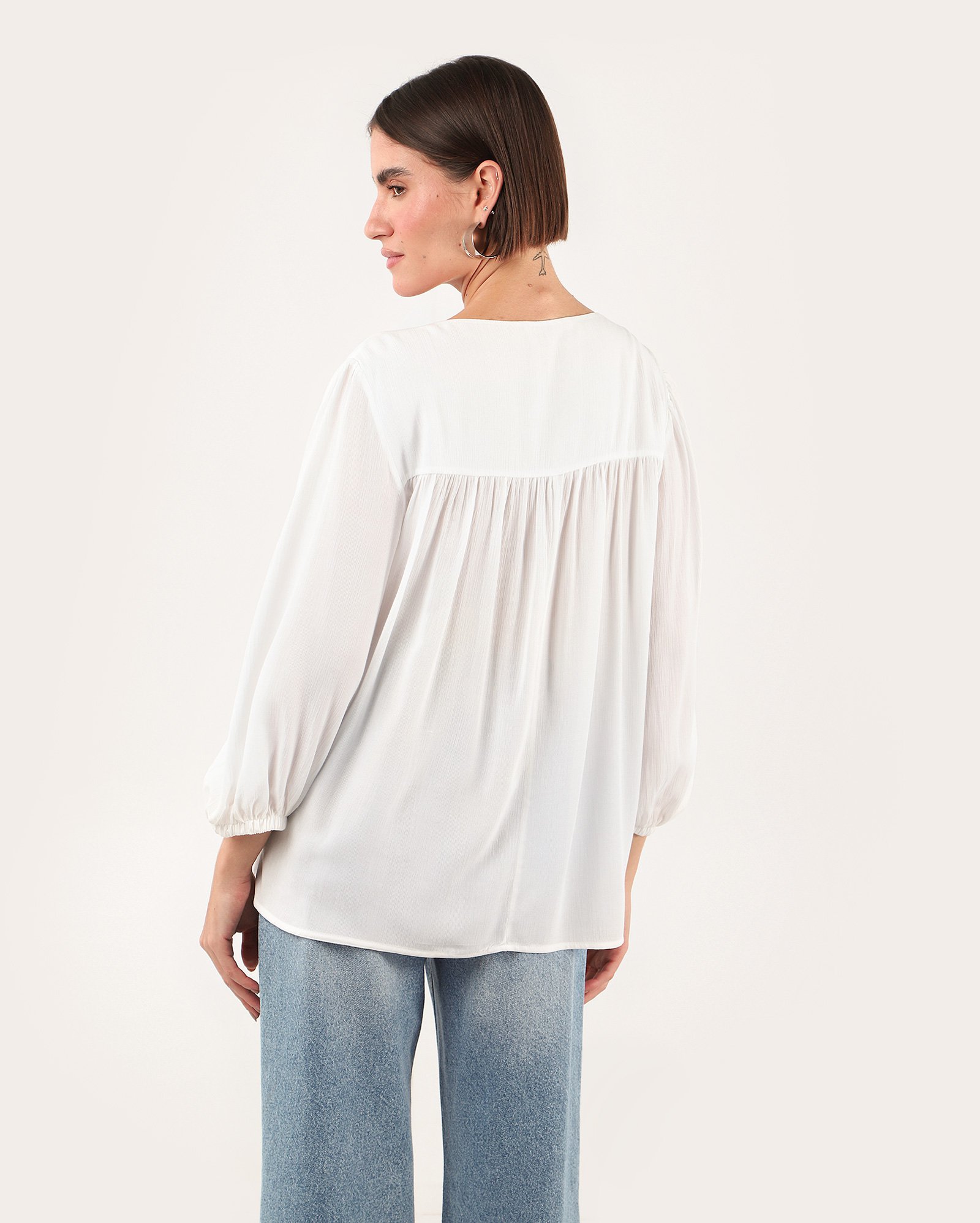 Riachuelo | Bata feminina ampla em viscose decote gota branca | AK by ...