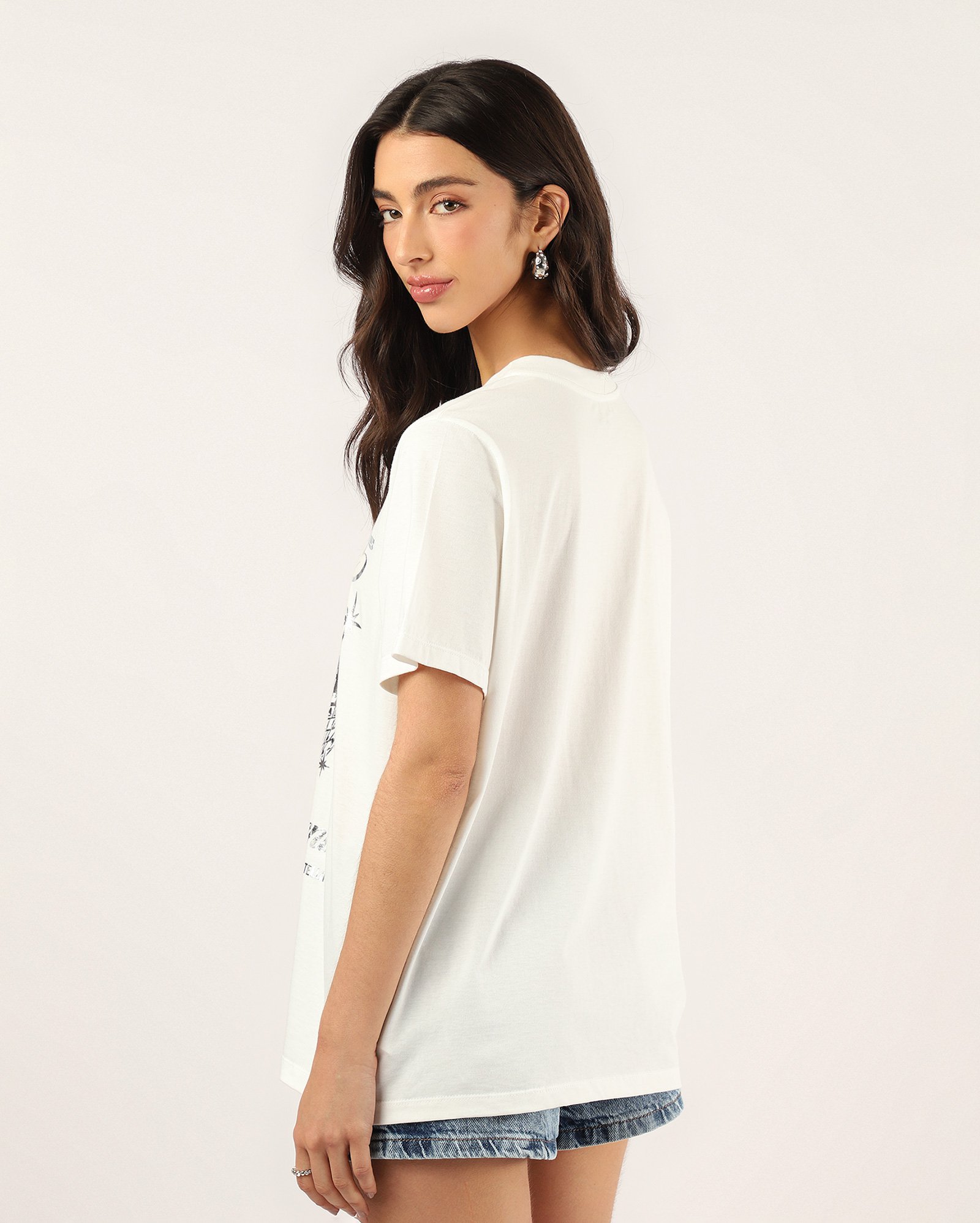 Riachuelo | Camiseta feminina party girl metalizada - branca