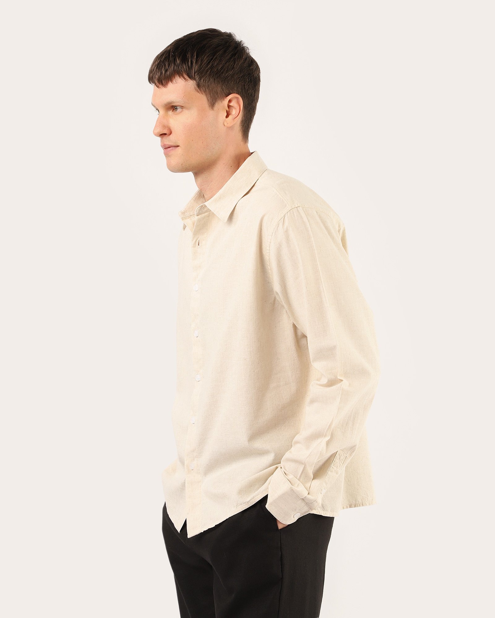 Riachuelo | Camisa masculina boxy com linho - Bege