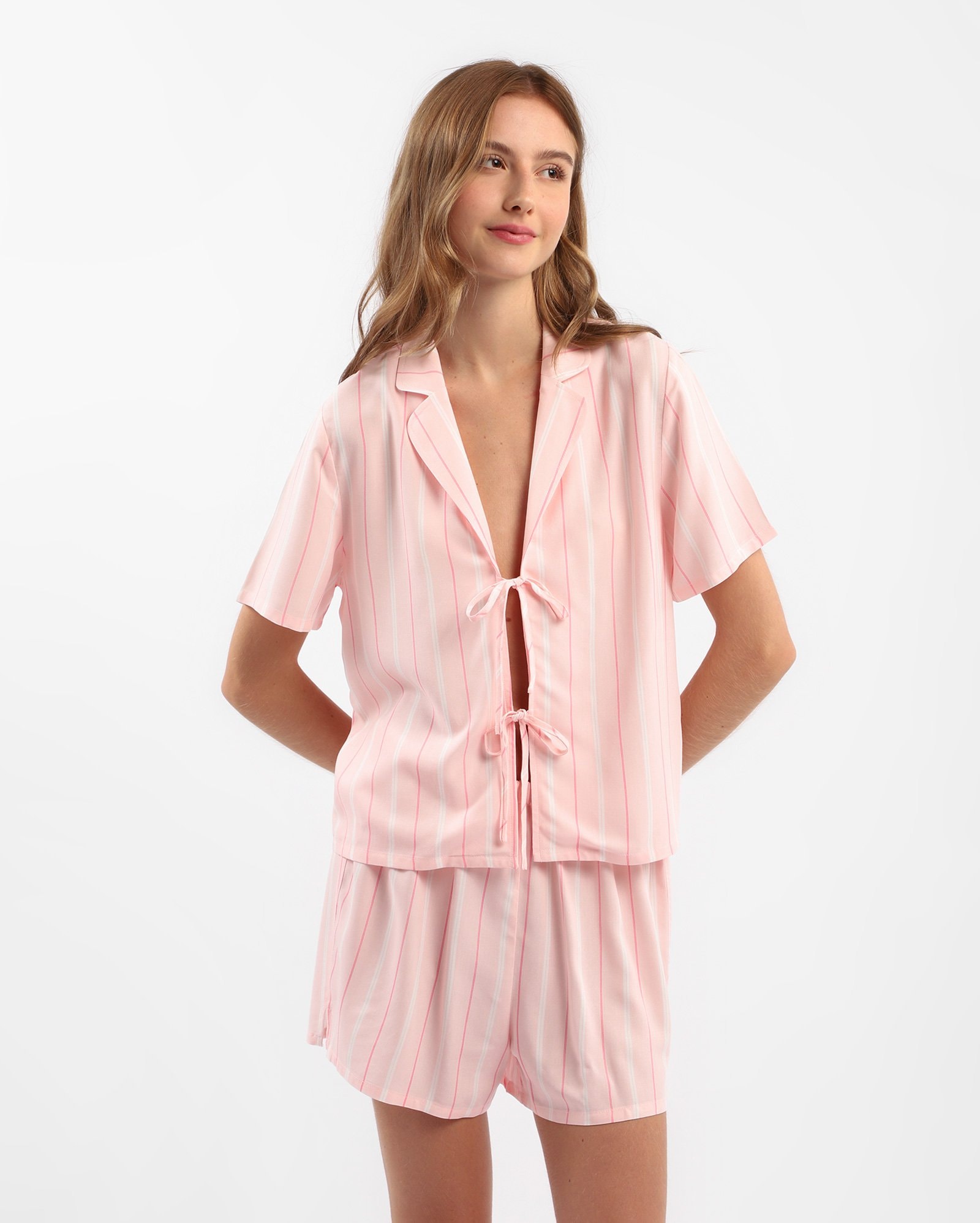 Riachuelo | Pijama curto feminino americano listrado - rosa