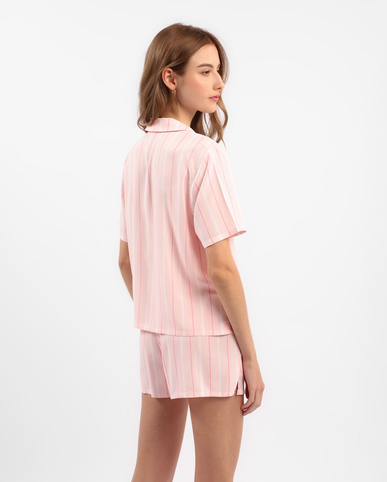 Riachuelo | Pijama curto feminino americano listrado - rosa
