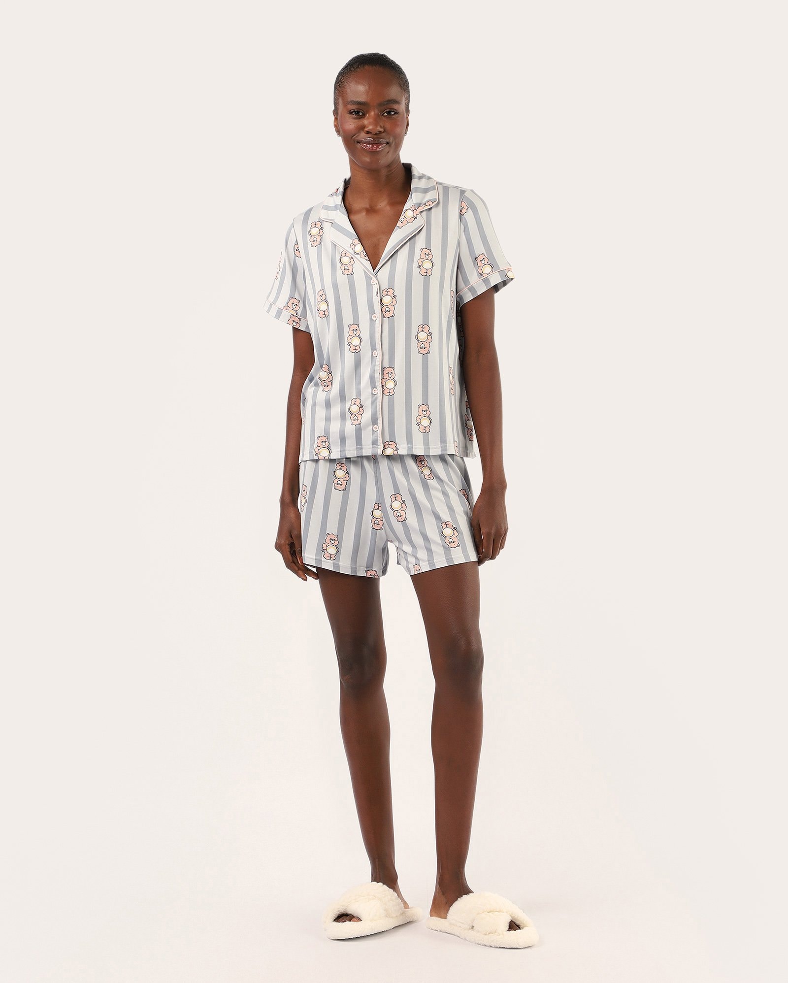 Riachuelo | Pijama curto feminino listrado - multicor | Ursinhos Carinhosos