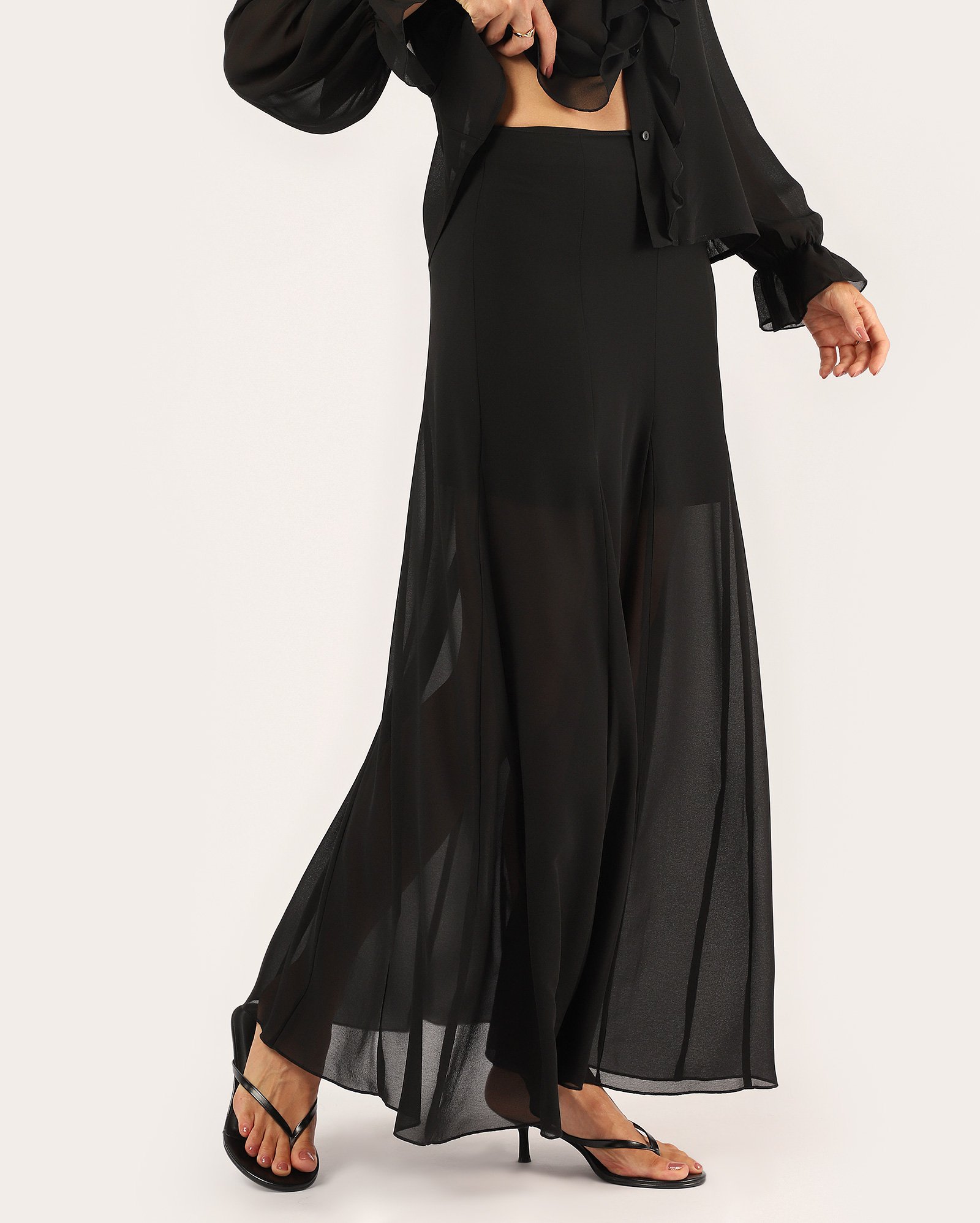 Riachuelo | Saia longa cintura alta chiffon - Preto