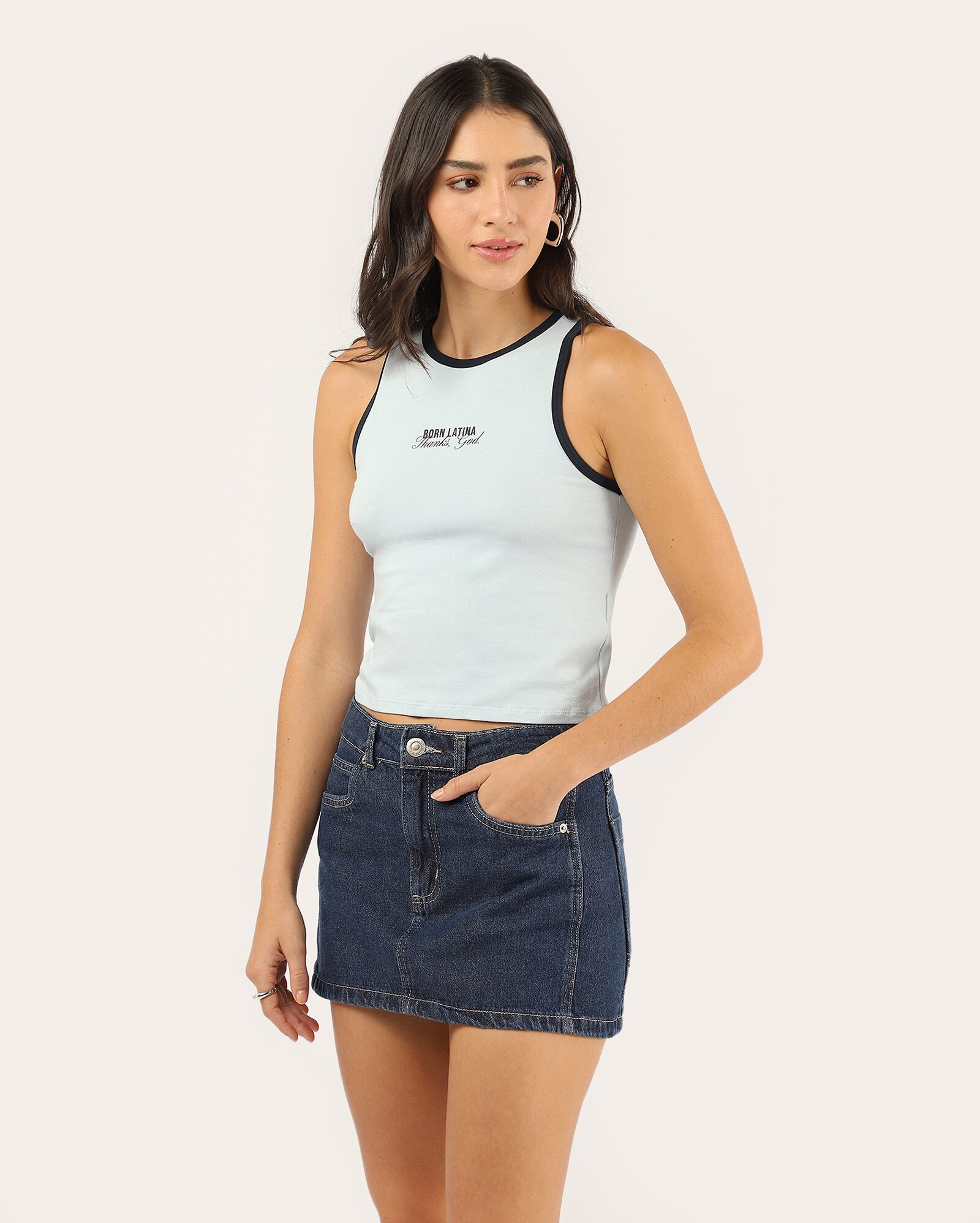 Riachuelo | Regata cropped Marininha born latina thanks God - azul