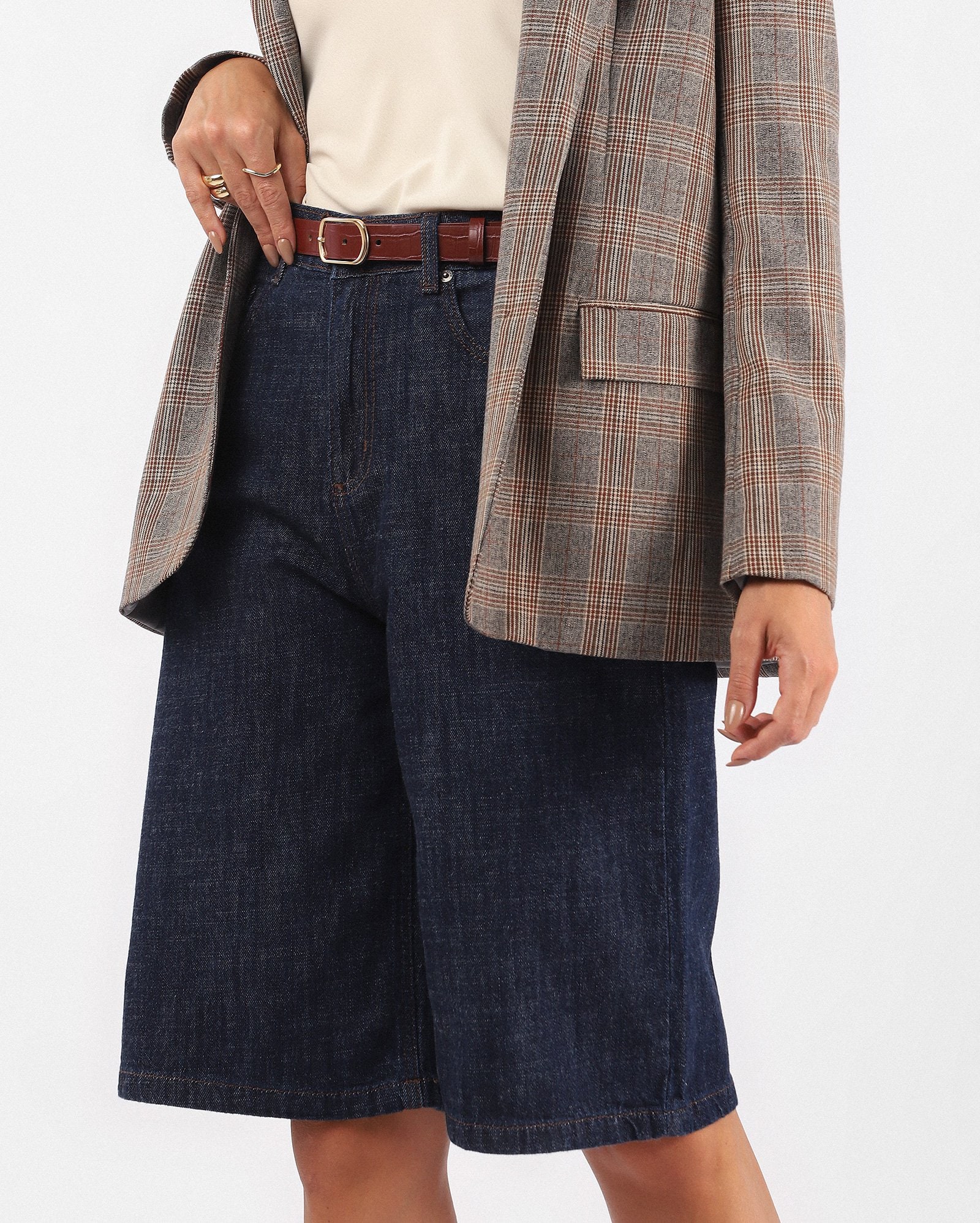Riachuelo | Jorts jeans feminino com cinto croco - denim escuro | Pool ...