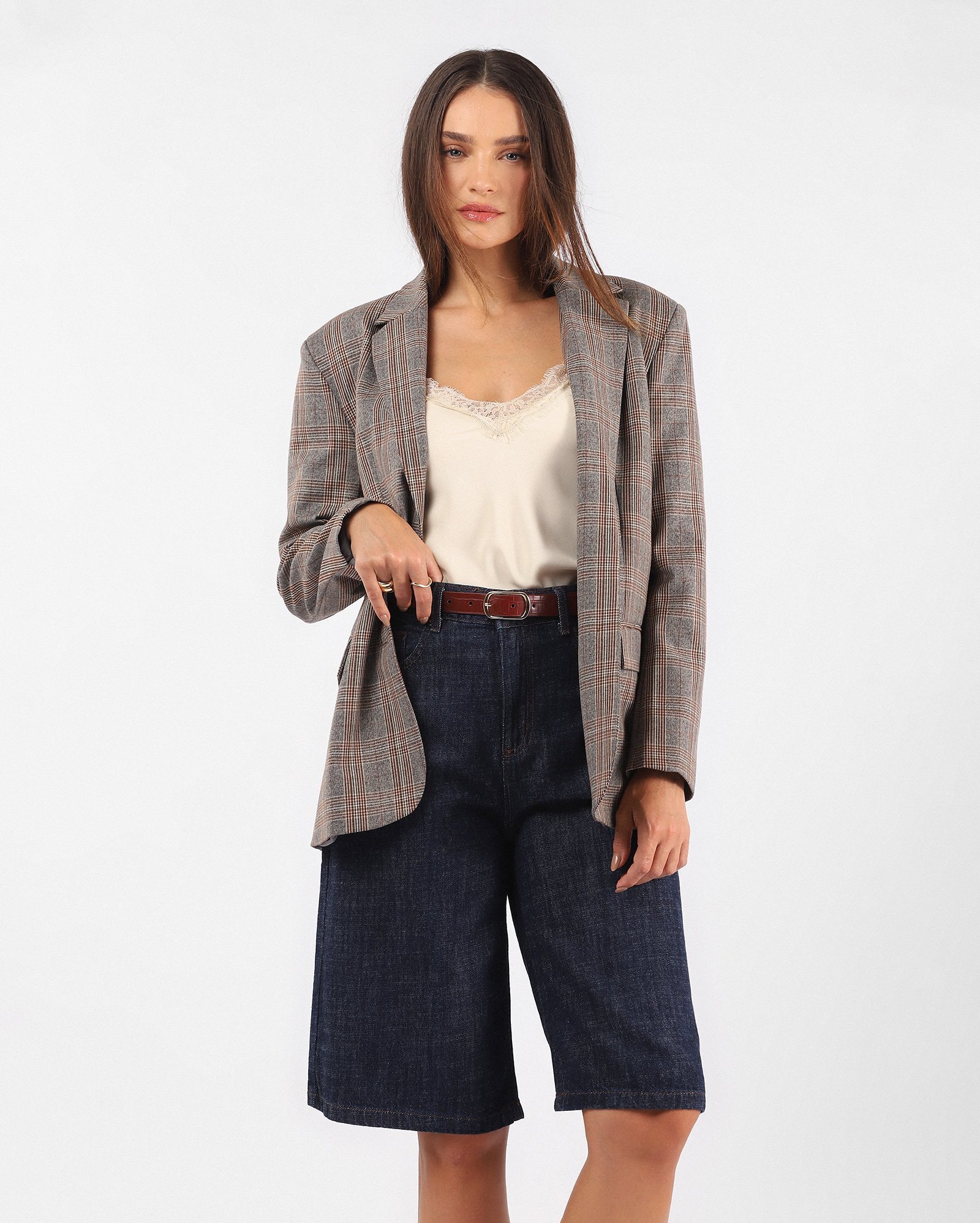 Riachuelo | Jorts jeans feminino com cinto croco - denim escuro | Pool ...